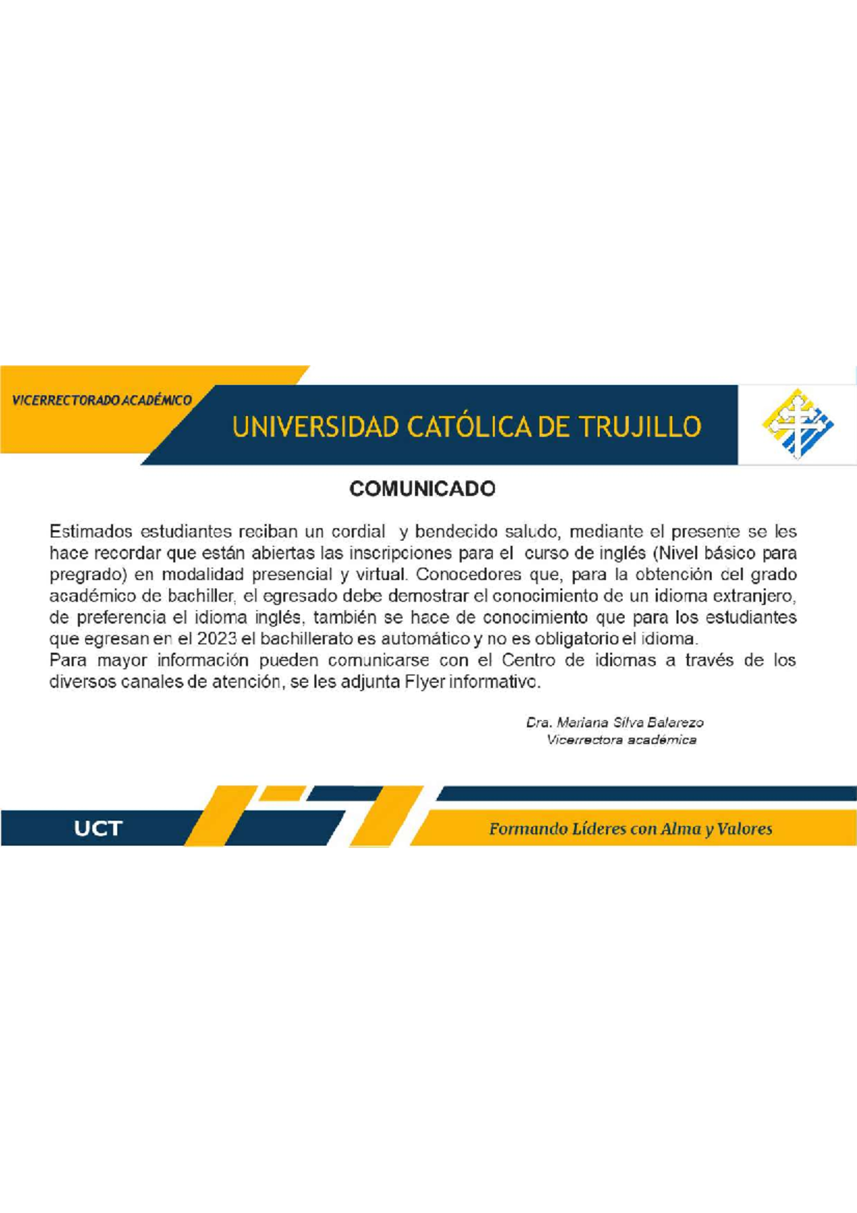 Comunicado DE Ingles Virtual Y Presencial - Contabilidad General - Studocu