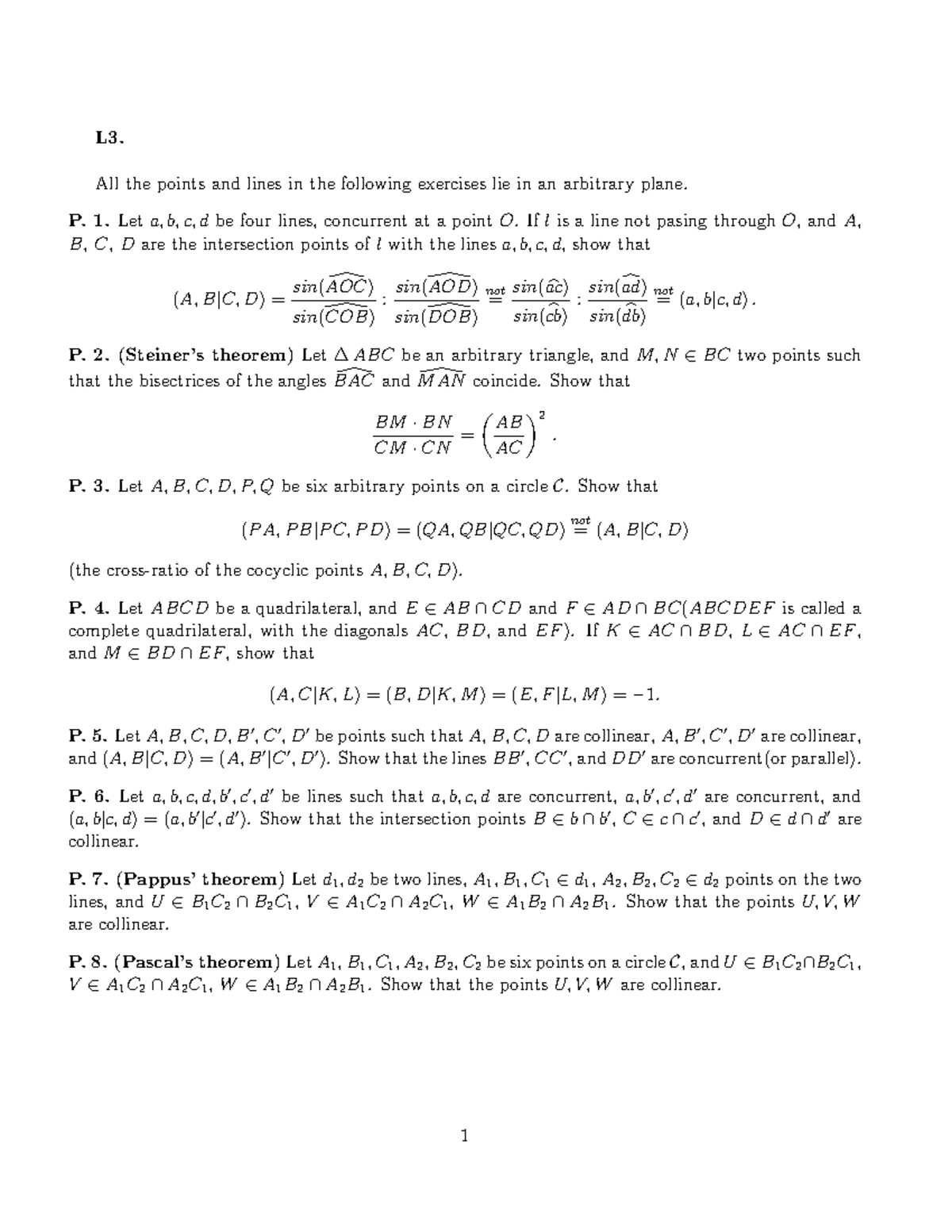 L3 - Lecture notes 3 - L3. All the points and lines in the following ...