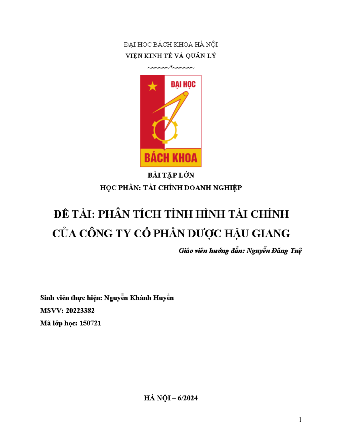 Nguyễn Khánh Huyền BTL TCDN - ĐẠI HỌC BÁCH KHOA HÀ NỘI VIỆN KINH TẾ VÀ QUẢN LÝ ...