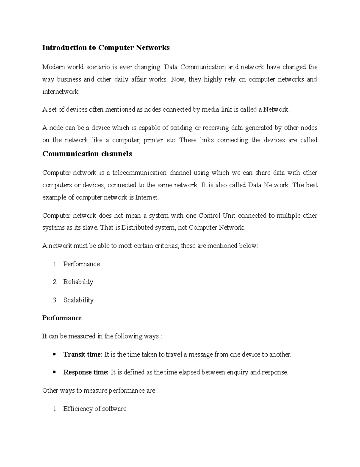 Networking - Summary Fundamentals of Computing 2 - Introduction to Computer Networks Modern ...