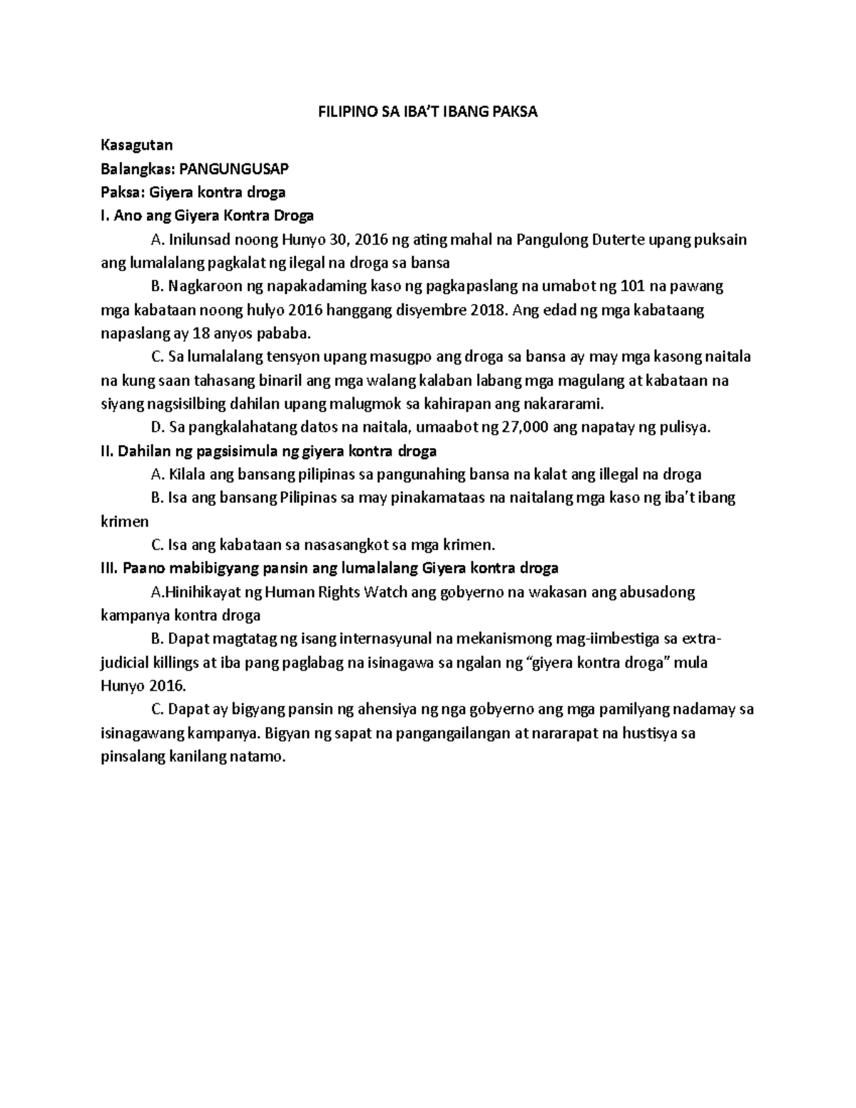 Filipino SA IBA’T Ibang Paksa - FILIPINO SA IBA’T IBANG PAKSA Kasagutan ...