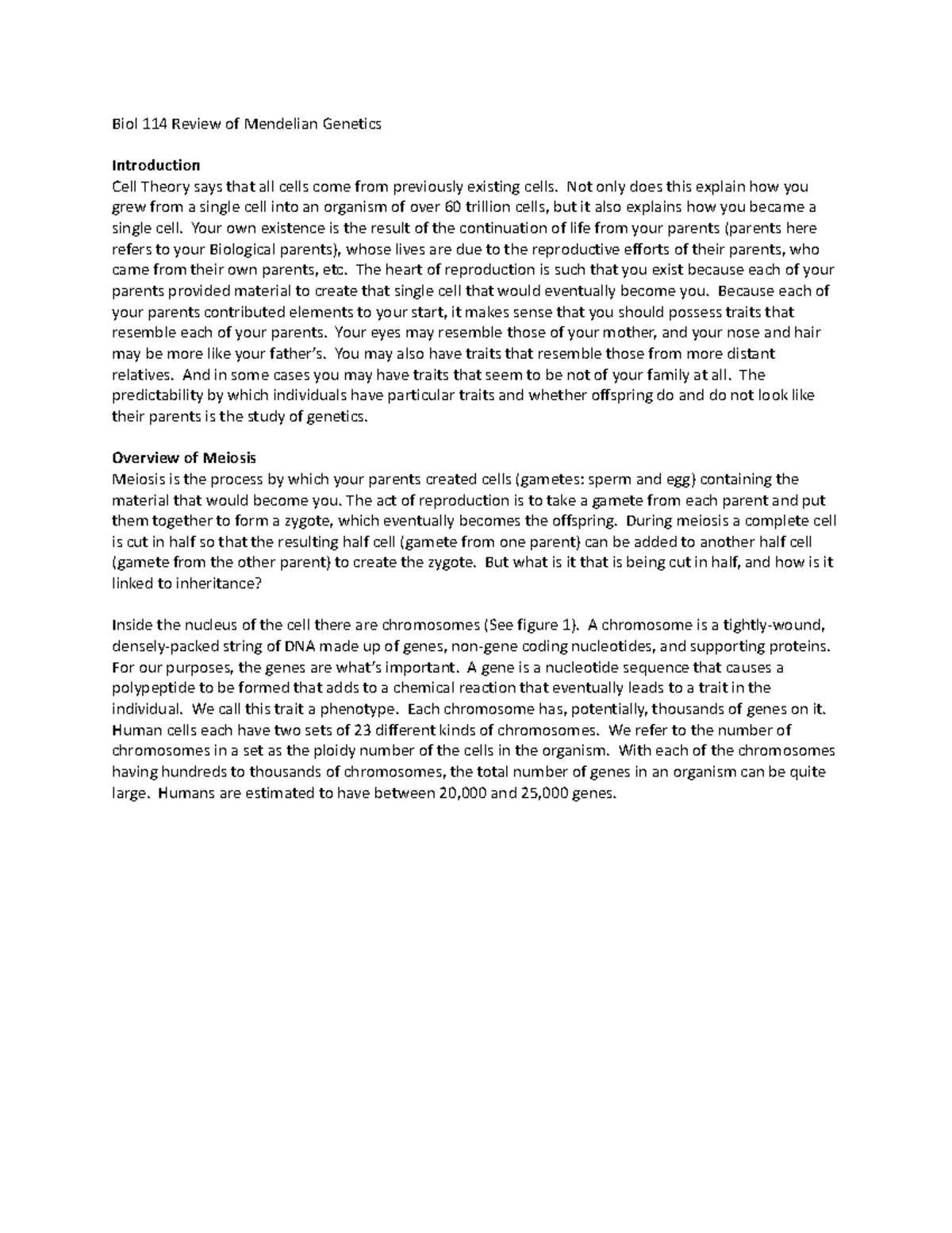 7-1 - Armstrong: Unit 1 - Biol 114 Review of Mendelian Genetics ...
