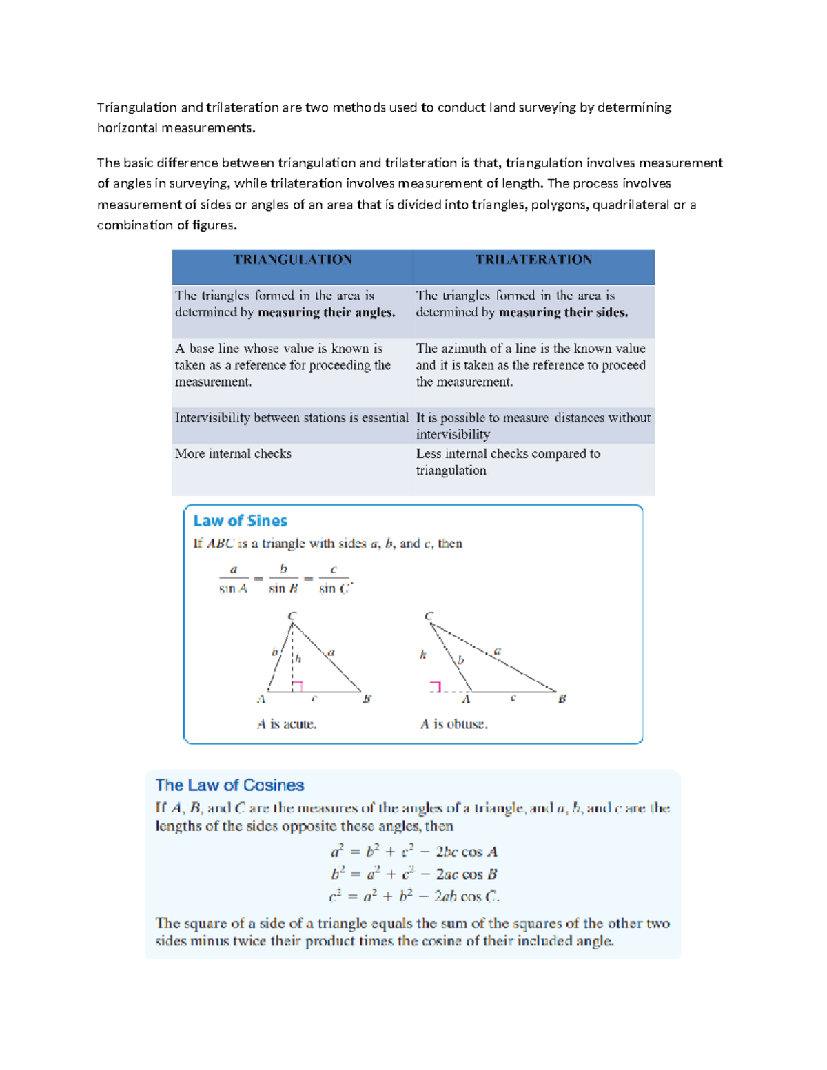 Complete Notes of Triangulation and trilateration - Triangulation and ...