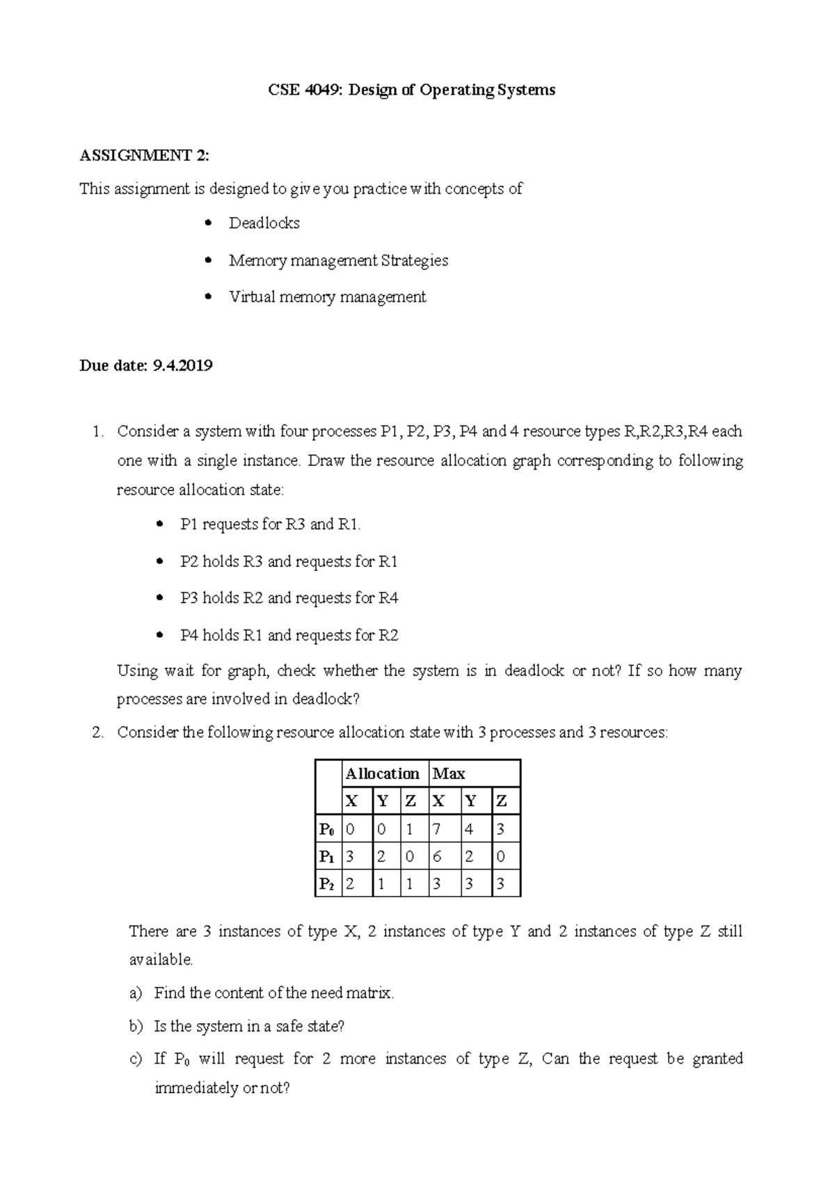 DOStheory Assignment 2 - CSE 4049: Design of Operating Systems ASSIGNMENT 2: This assignment is ...
