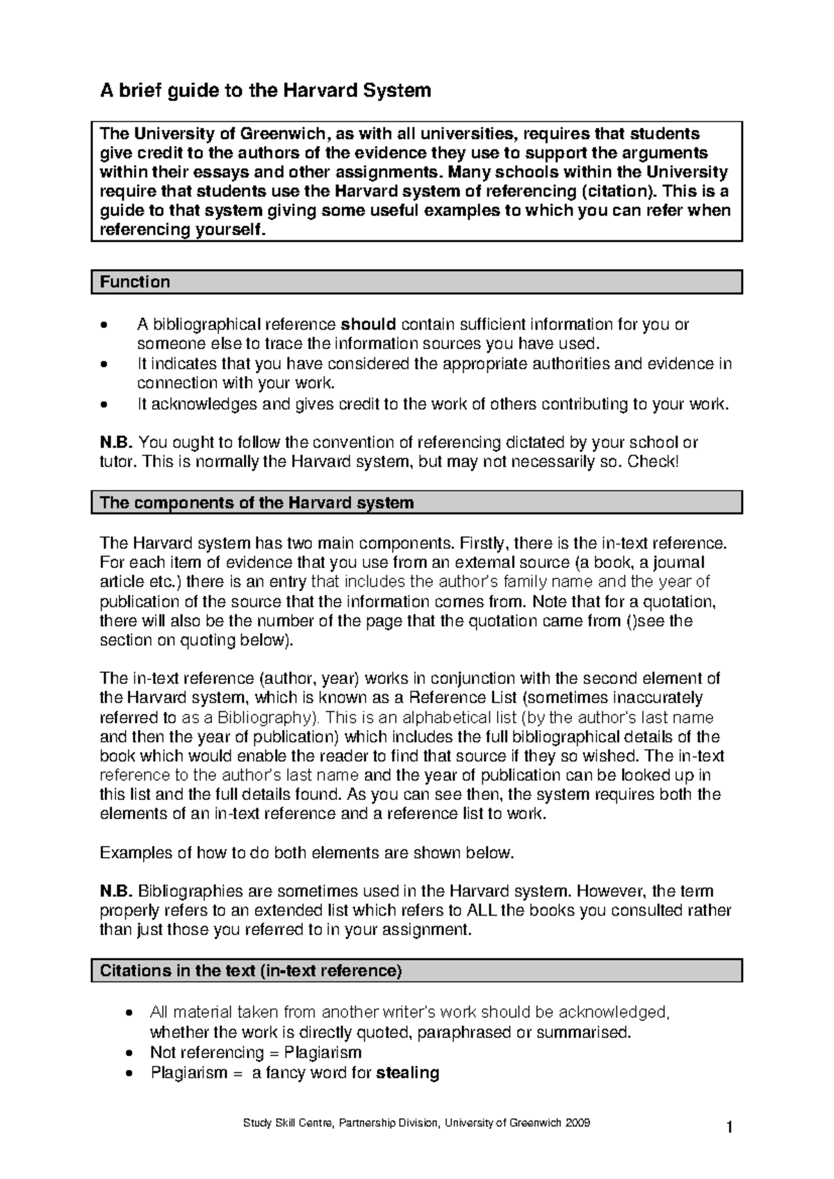 Harvard referencing, Uo G guide - A brief guide to the Harvard System ...