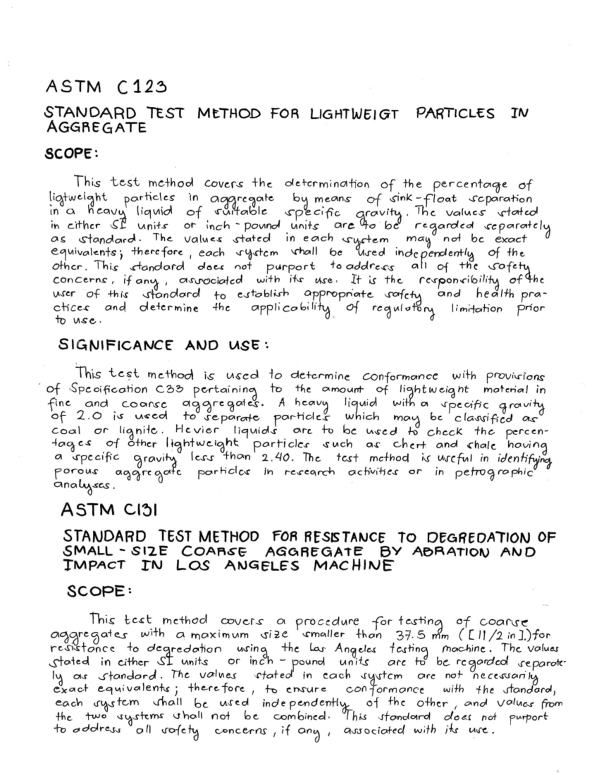 Standard TEST Method FOR Lightweight Particles IN Aggregate - Material ...