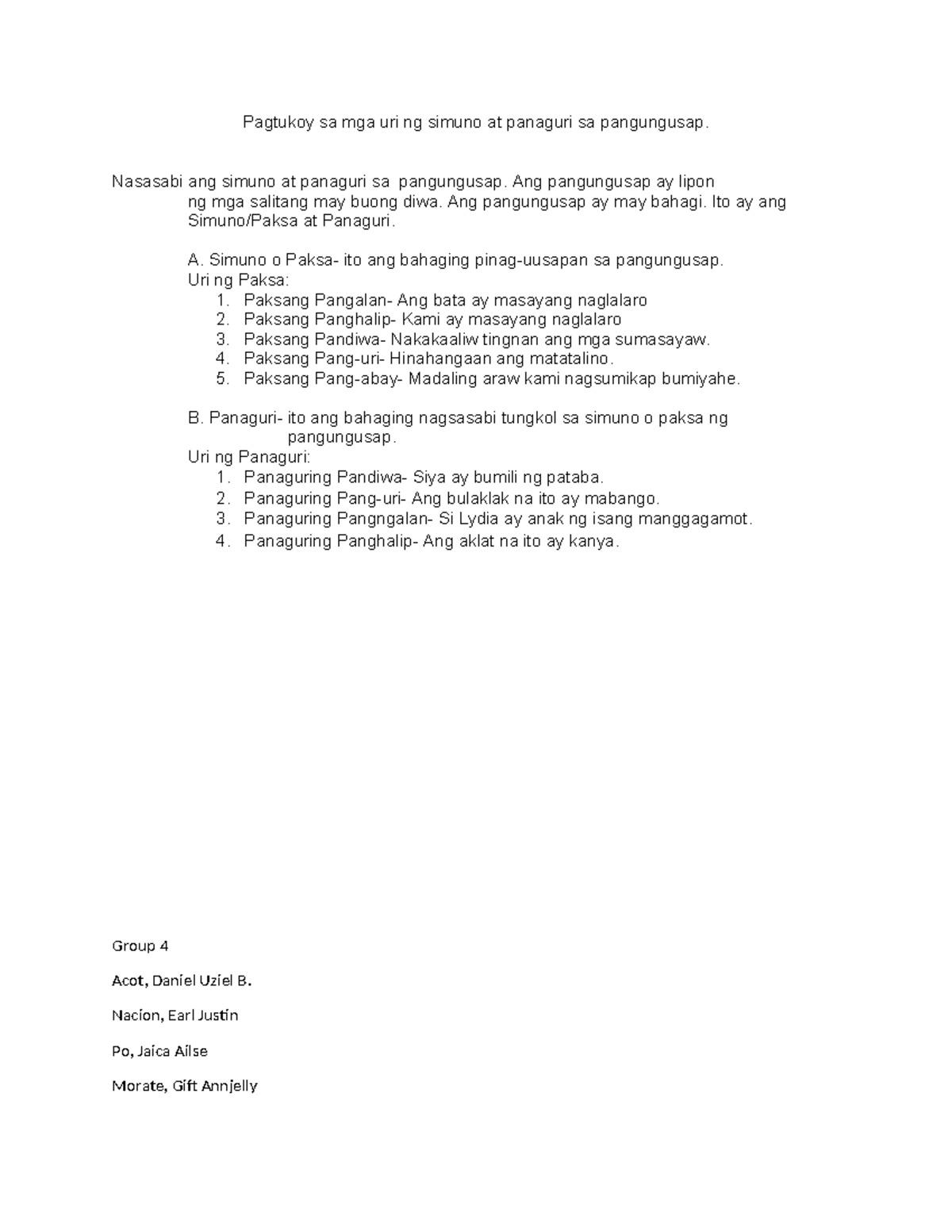 Simuno at Panaguri 143 - Filipino - Pagtukoy sa mga uri ng simuno at ...