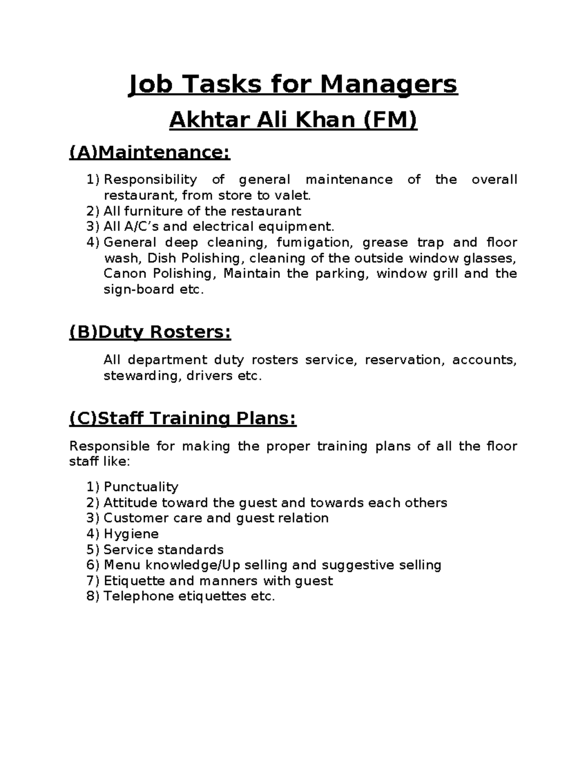 NEW JOB Tasks Managers - Thats All - Job Tasks for Managers Akhtar Ali ...