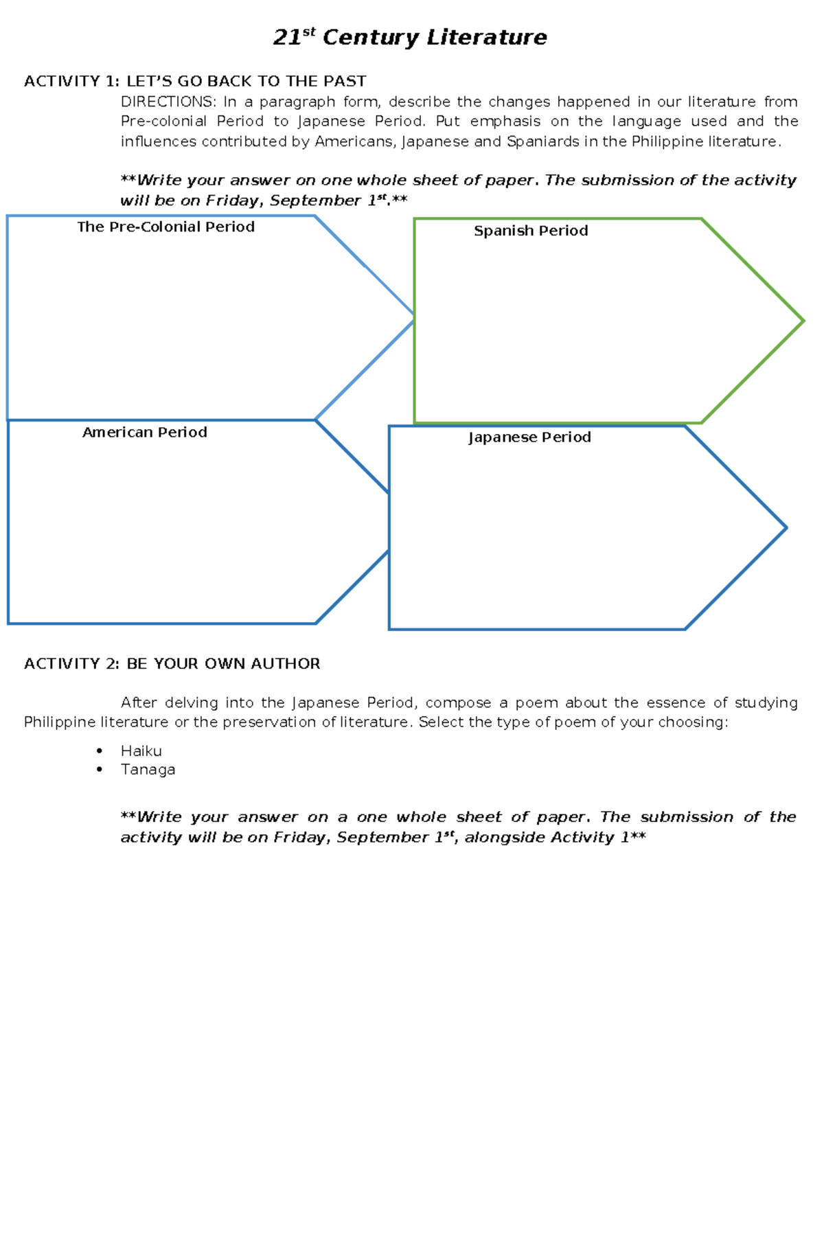 21st Century Literature - Activity 1 & 2 (Week 1) - 21 st Century ...