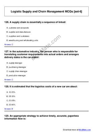 Logistic-supply-and-chain-management Solved MCQs [set-1] Mcq Mate ...