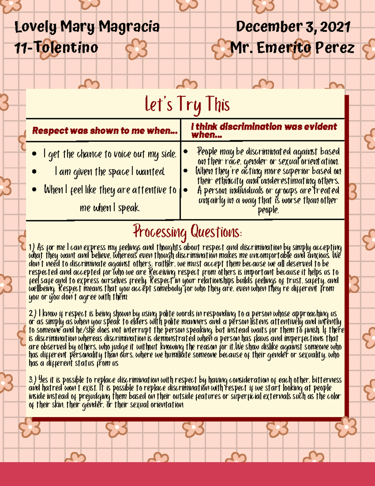 Magracia- Tolentino-Q2- Activity 2- Respect- Understand AND Listen TO Everyone - Let's Try This ...