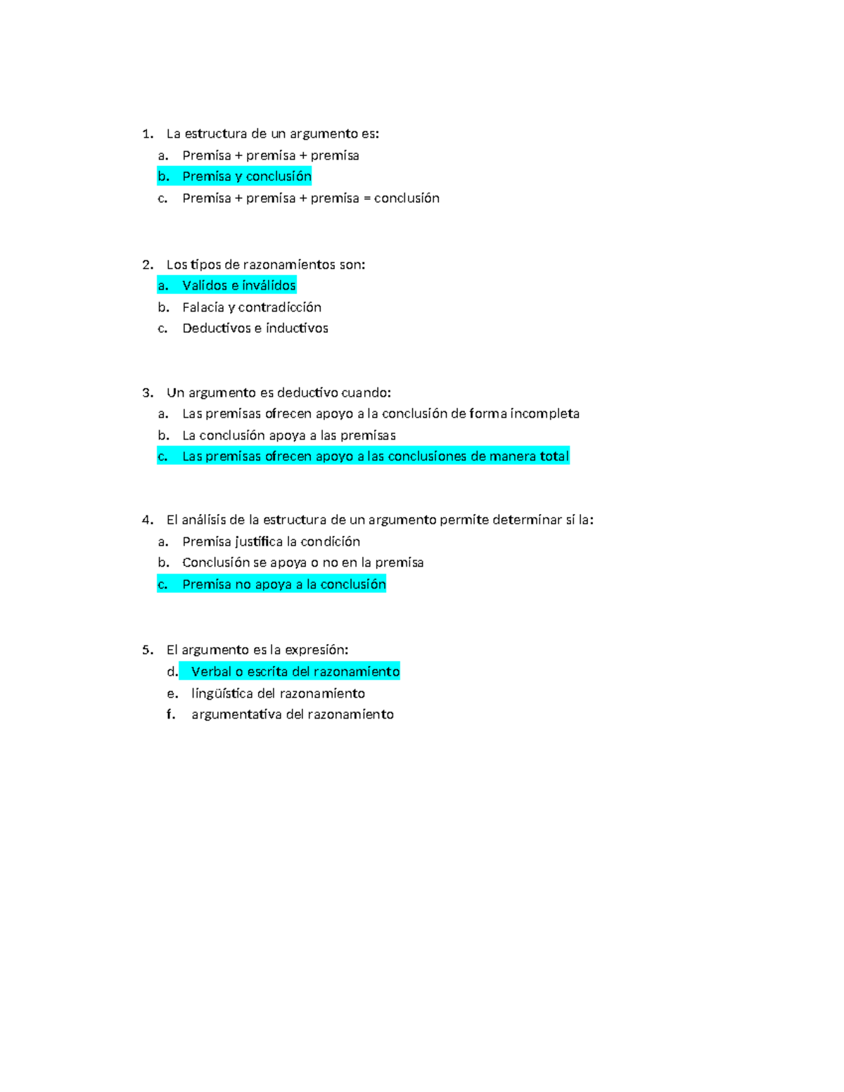 Taller Lógica matematica - La estructura de un argumento es: a. Premisa ...