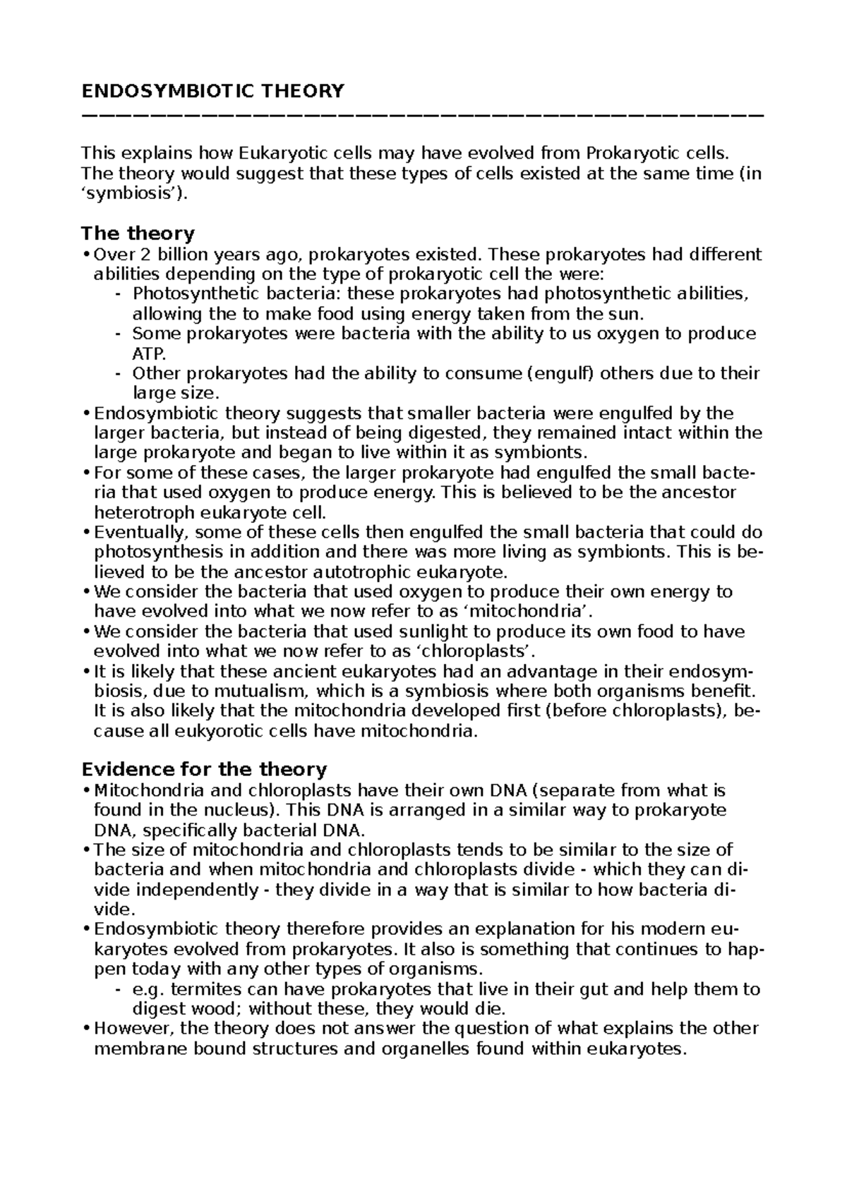 Endosymbiotic theory - ENDOSYMBIOTIC THEORY ...