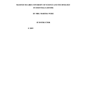 Introduction TO ICT - Lecture notes - INTRODUCTION TO ICT ICT or ...