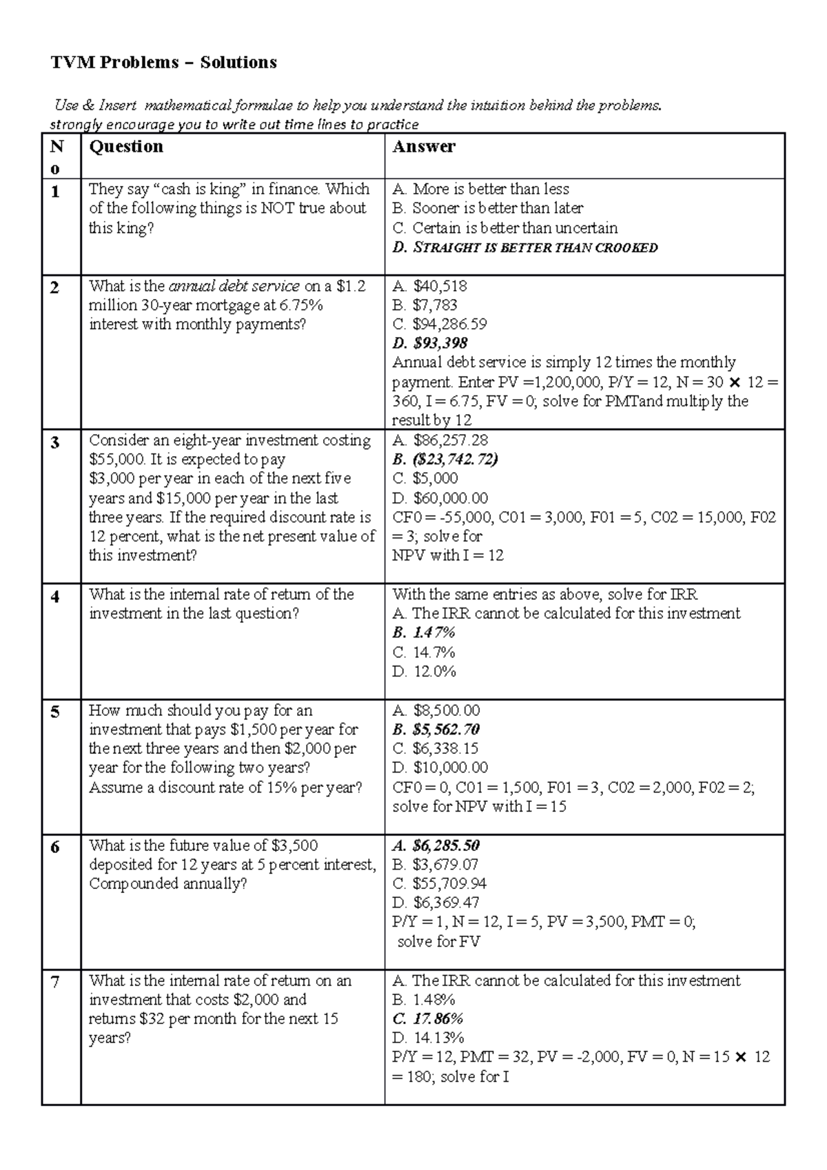 D Problems & Solutions TVM - TVM Problems – Solutions Use & Insert mathematical formulae to help ...