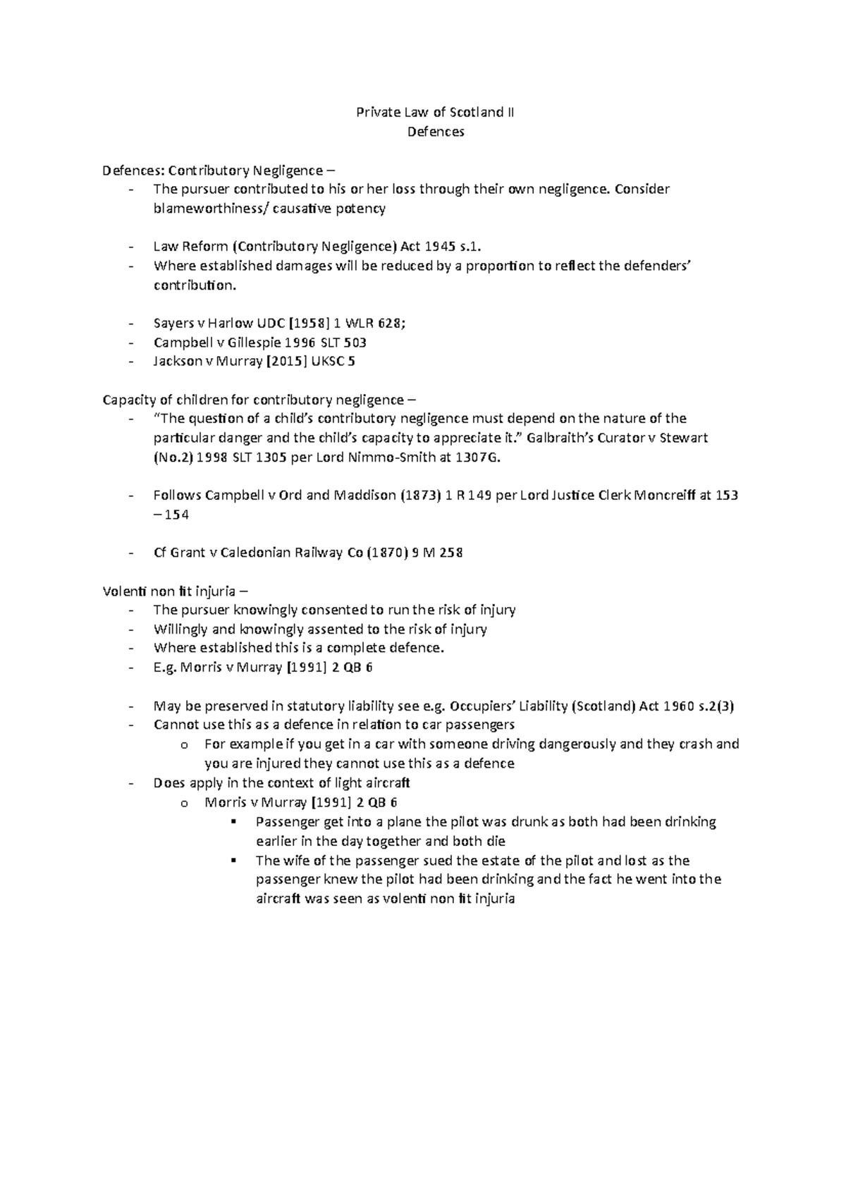 Private Law of Scotland II Defences - Private Law of Scotland II ...