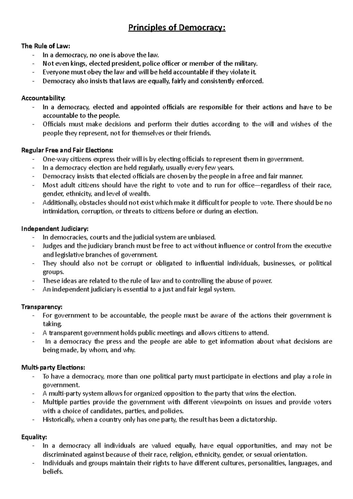 Principles of Democracy - Not even kings, elected president, police ...