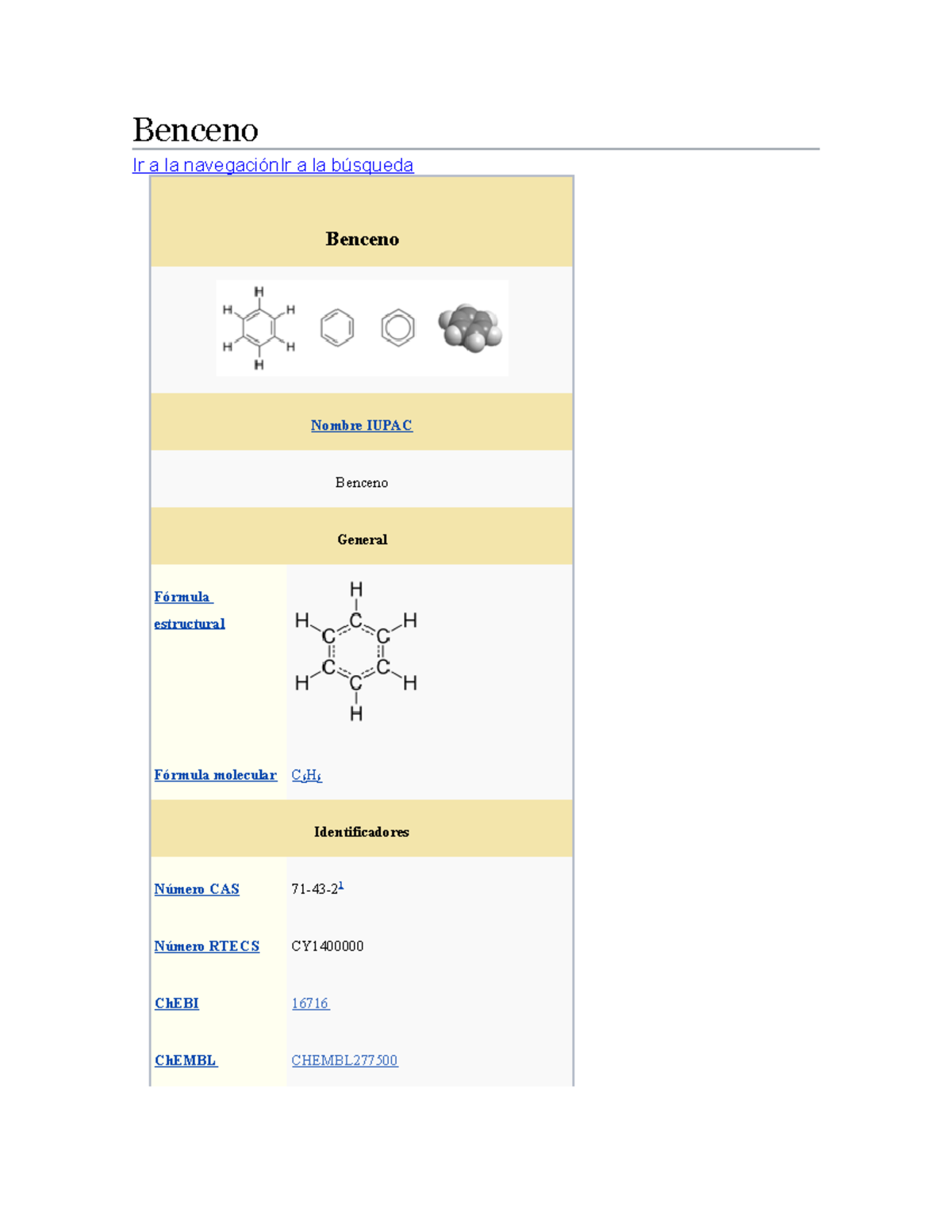Benceno - Benceno Ir a la navegación Ir a la búsqueda Benceno Nombre ...