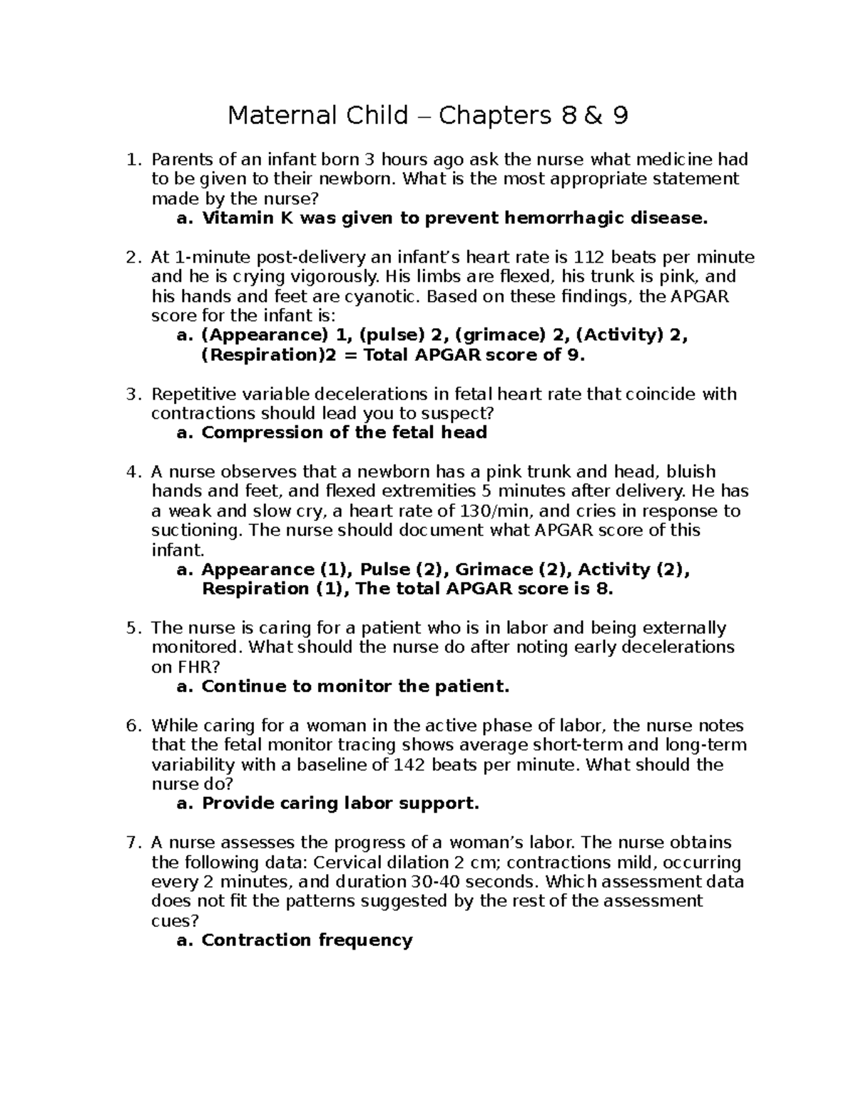 Maternal Child chap 8 and 9 - Maternal Child – Chapters 8 & 9 Parents ...