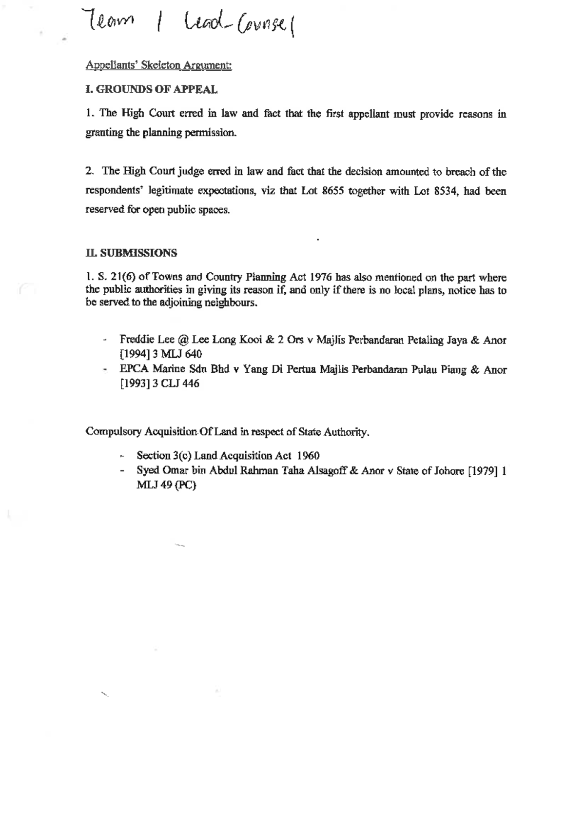 Sample Speaking Notes AND FULL Speach - Mooting - Studocu