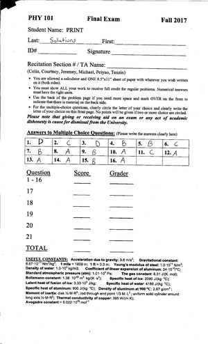 Physics Exam 1 Review- Chapters 1-4 - PHY 101LR - Warning: TT: undefined function: 32 Exam 1 ...