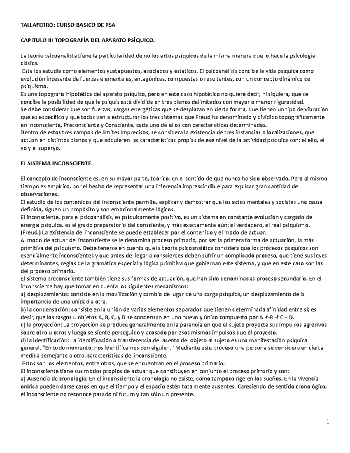 Psi del desarro primer parcial - TALLAFERRO: CURSO BASICO DE PSA ...