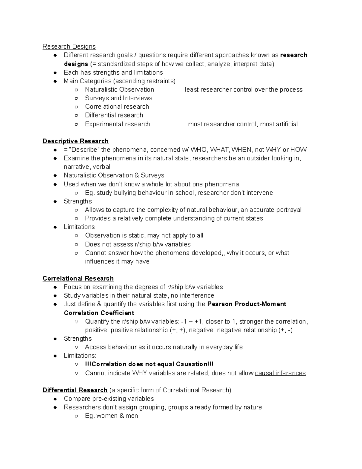 Lecture 4 Research Designs Logic - Research Designs Different research ...