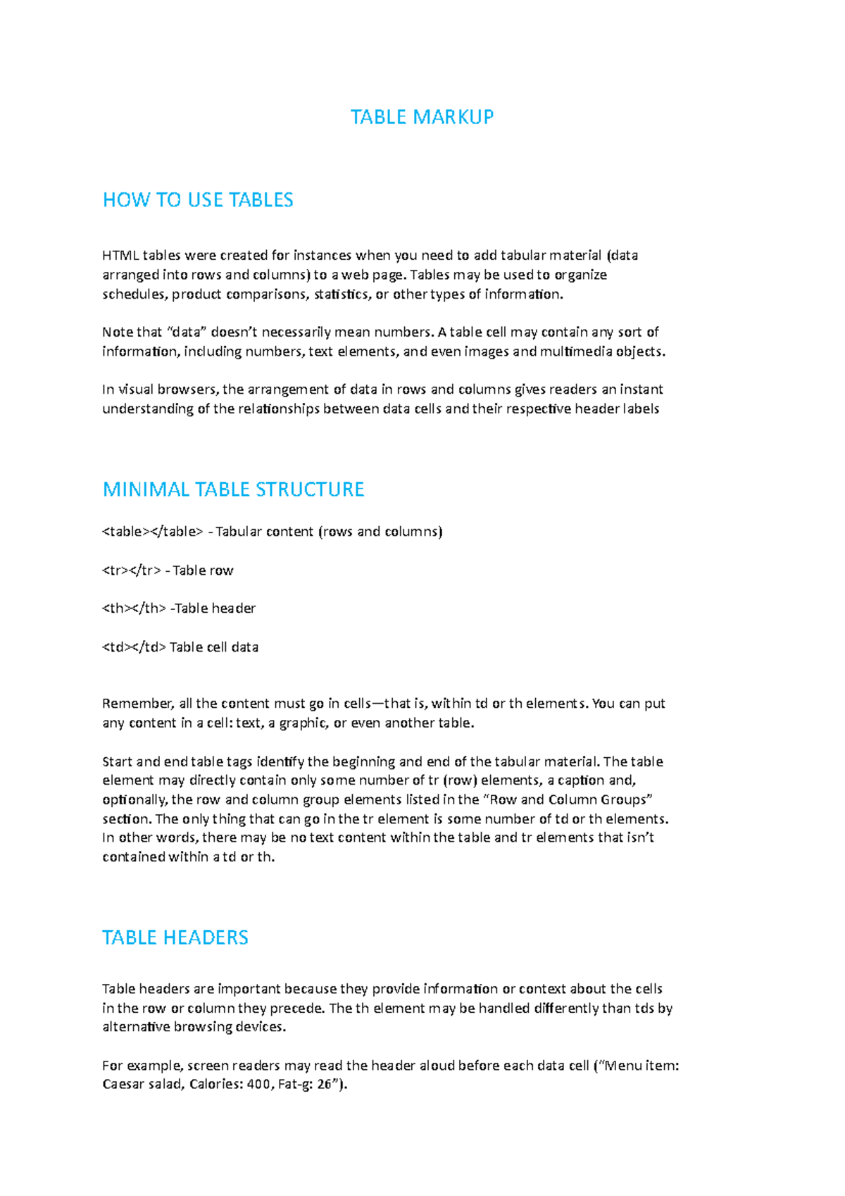 Table Markup - TABLE MARKUP HOW TO USE TABLES HTML tables were created ...