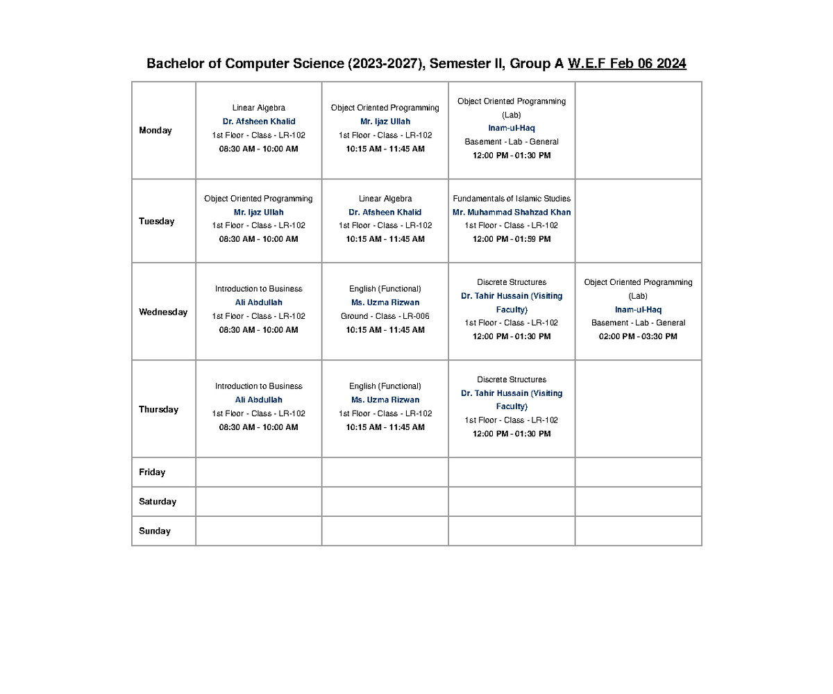 Bs 2024 - Not what is mentioned - Bachelor of Computer Science (2023 ...