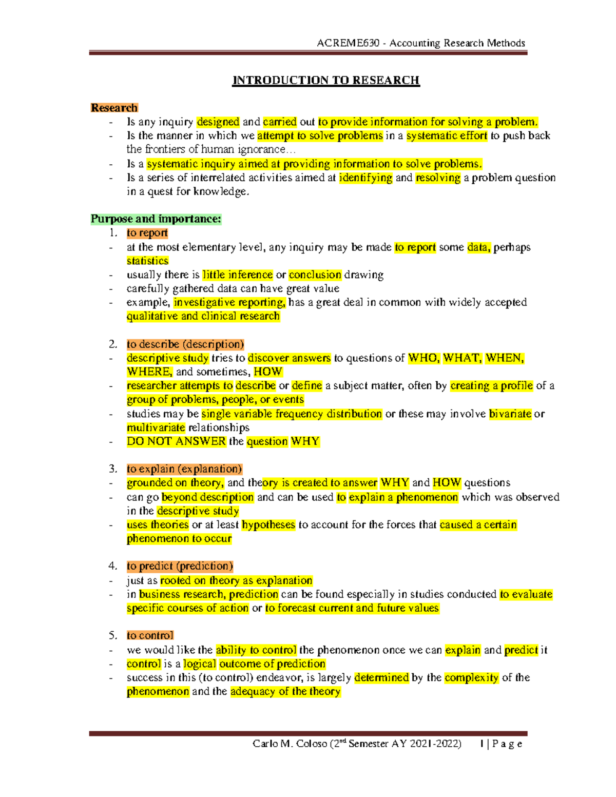 Fundamental Lesson About Research (Handouts) - INTRODUCTION TO RESEARCH ...