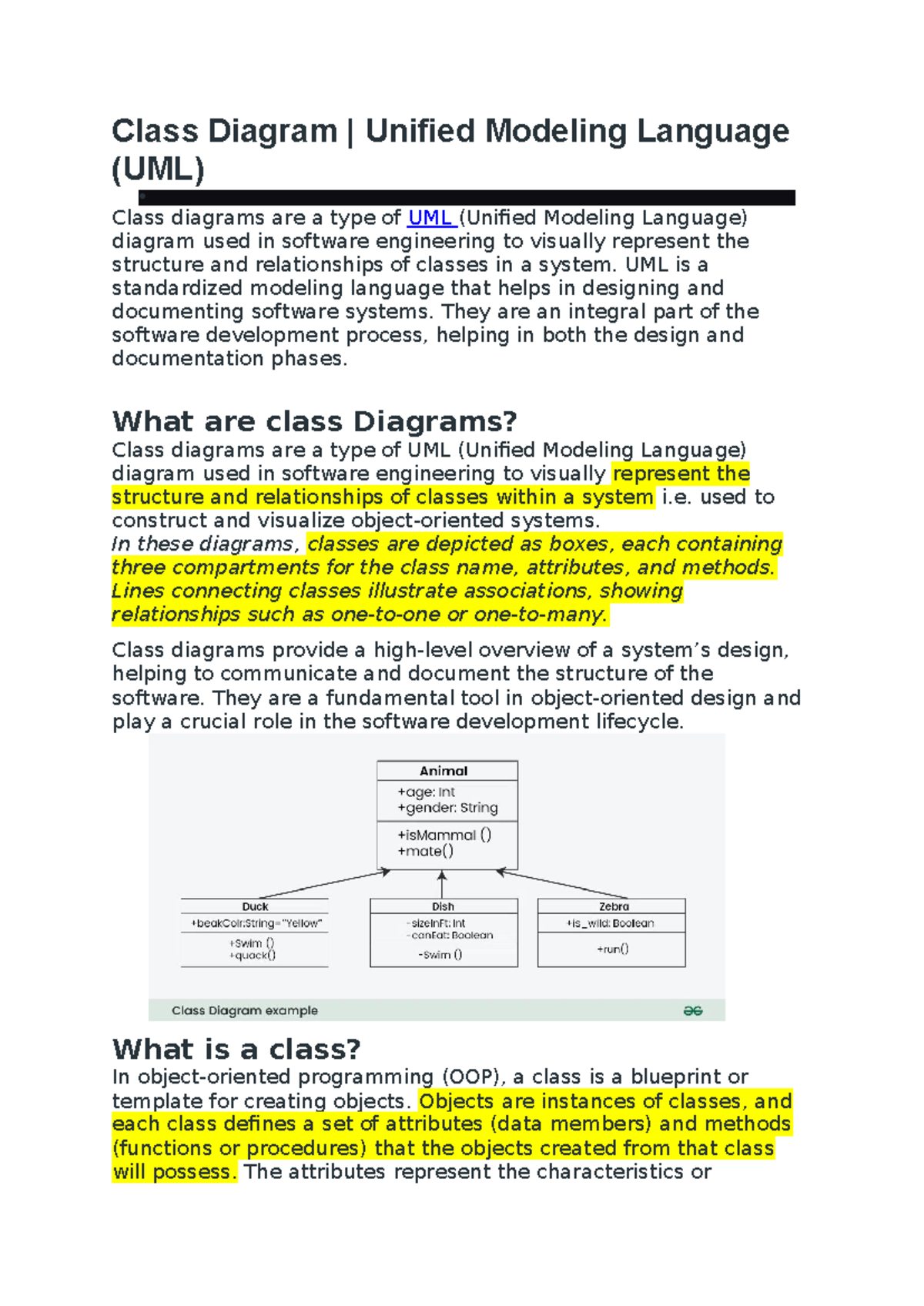 Class diagram - UML is a standardized modeling language that helps in designing and documenting ...