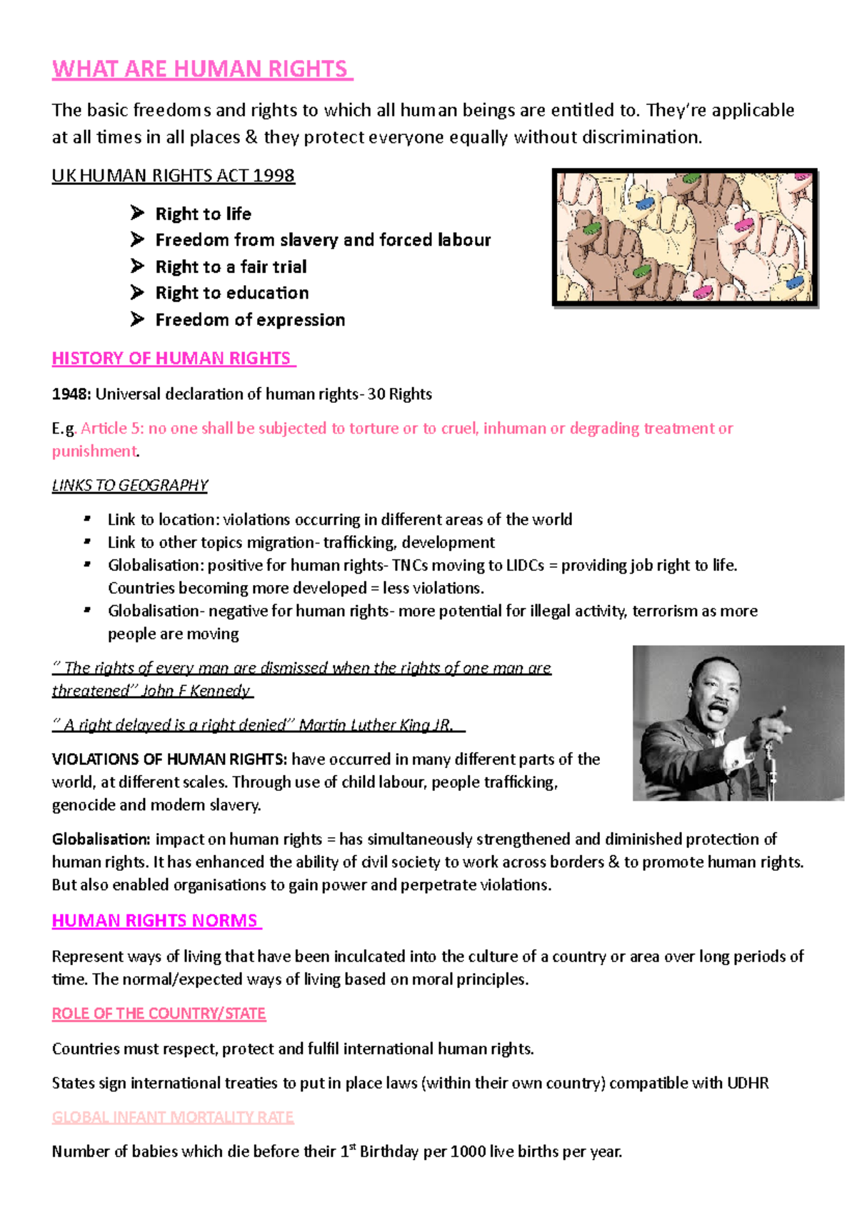 WHAT ARE Human Rights - Lecture notes 1 - WHAT ARE HUMAN RIGHTS The ...