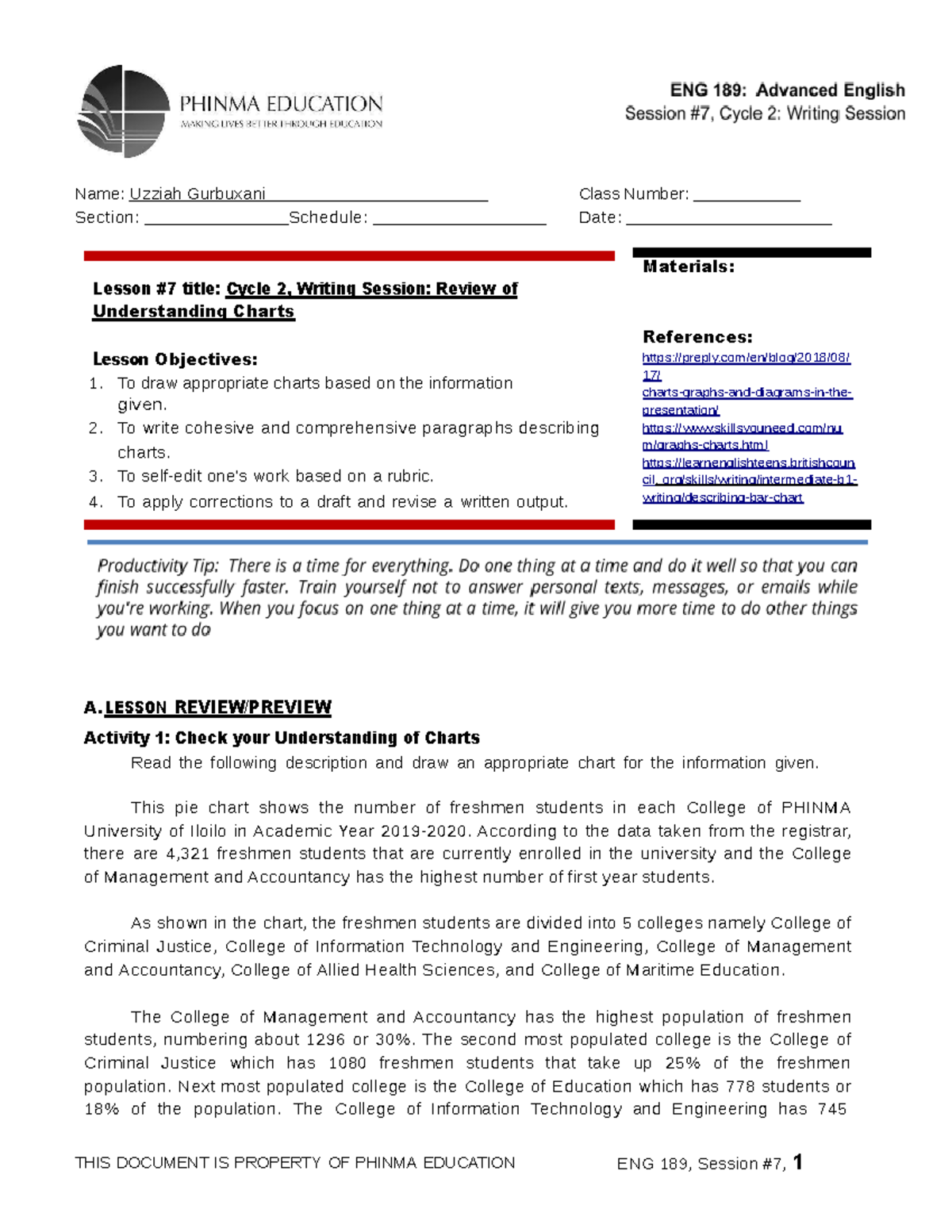 ENG 189 SAS#7 writing 2324 - Lesson #7 title: Cycle 2, Writing Session ...