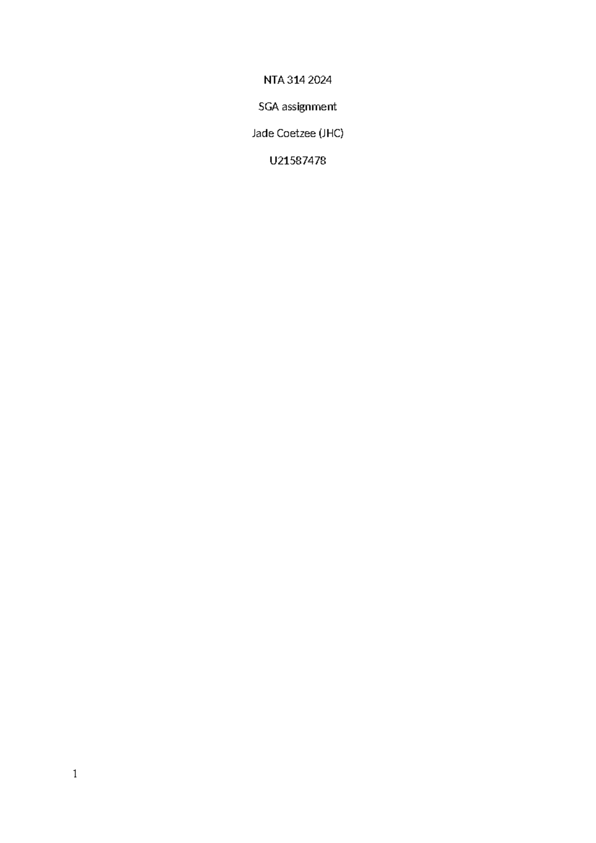 NTA 314 2024 - ASSESSMENT - NTA 314 - NTA 314 2024 SGA assignment Jade ...