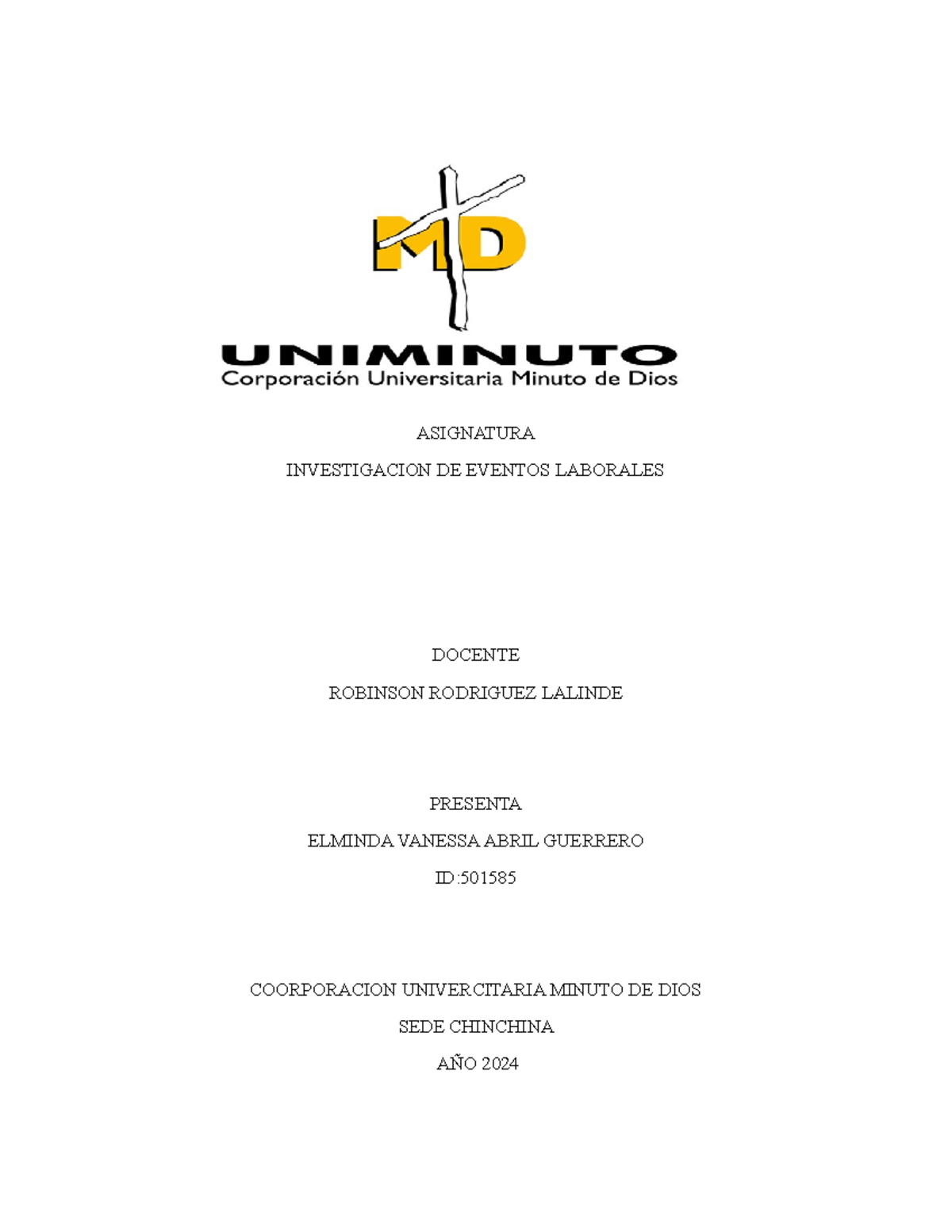 Investigacion de eventos - ASIGNATURA INVESTIGACION DE EVENTOS ...