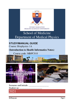 Mbchb Learner Guide 2021 - LEARNING GUIDE MBChB Year 1 2021 MCHM010 ...