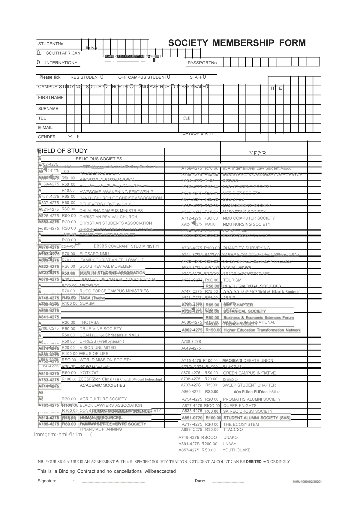 IOP Society Joining Form 1 - STUDENTNo. 0 SOUTH AFRICAN 0 INTERNATIONAL ...