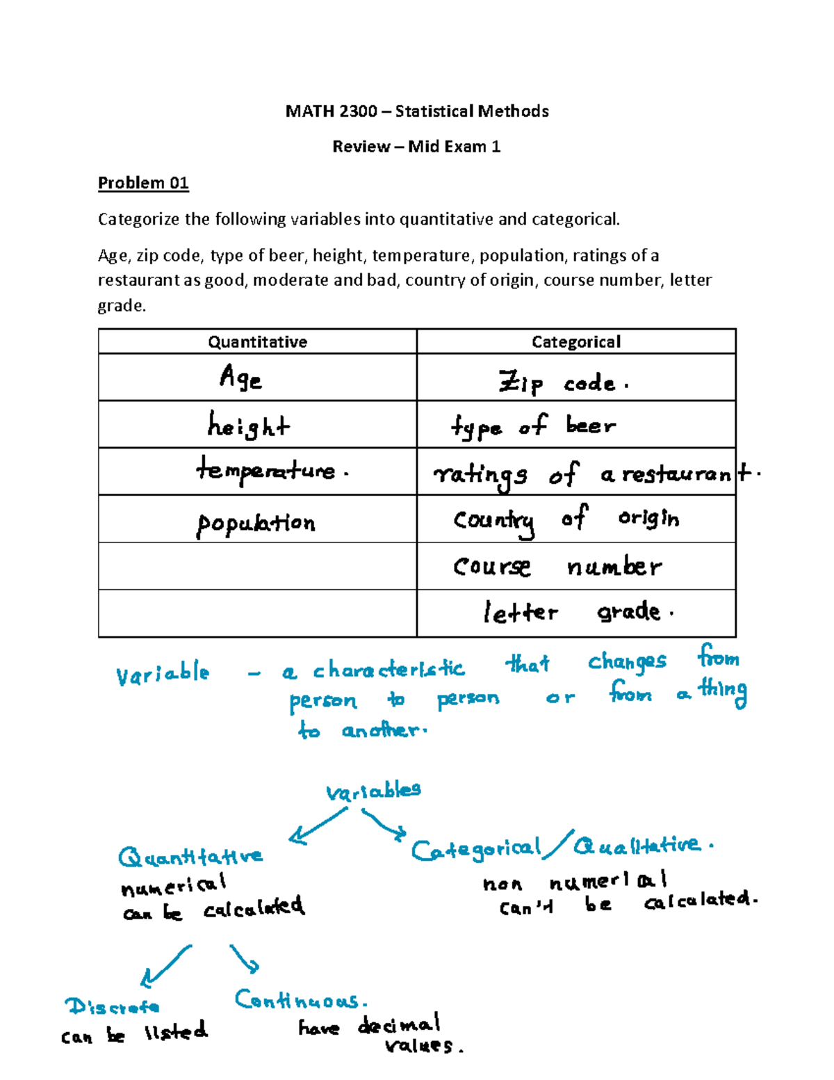 MATH 2300 - Review Solutions (Mid Exam 1) ch 1-2 - MATH 2300 ...