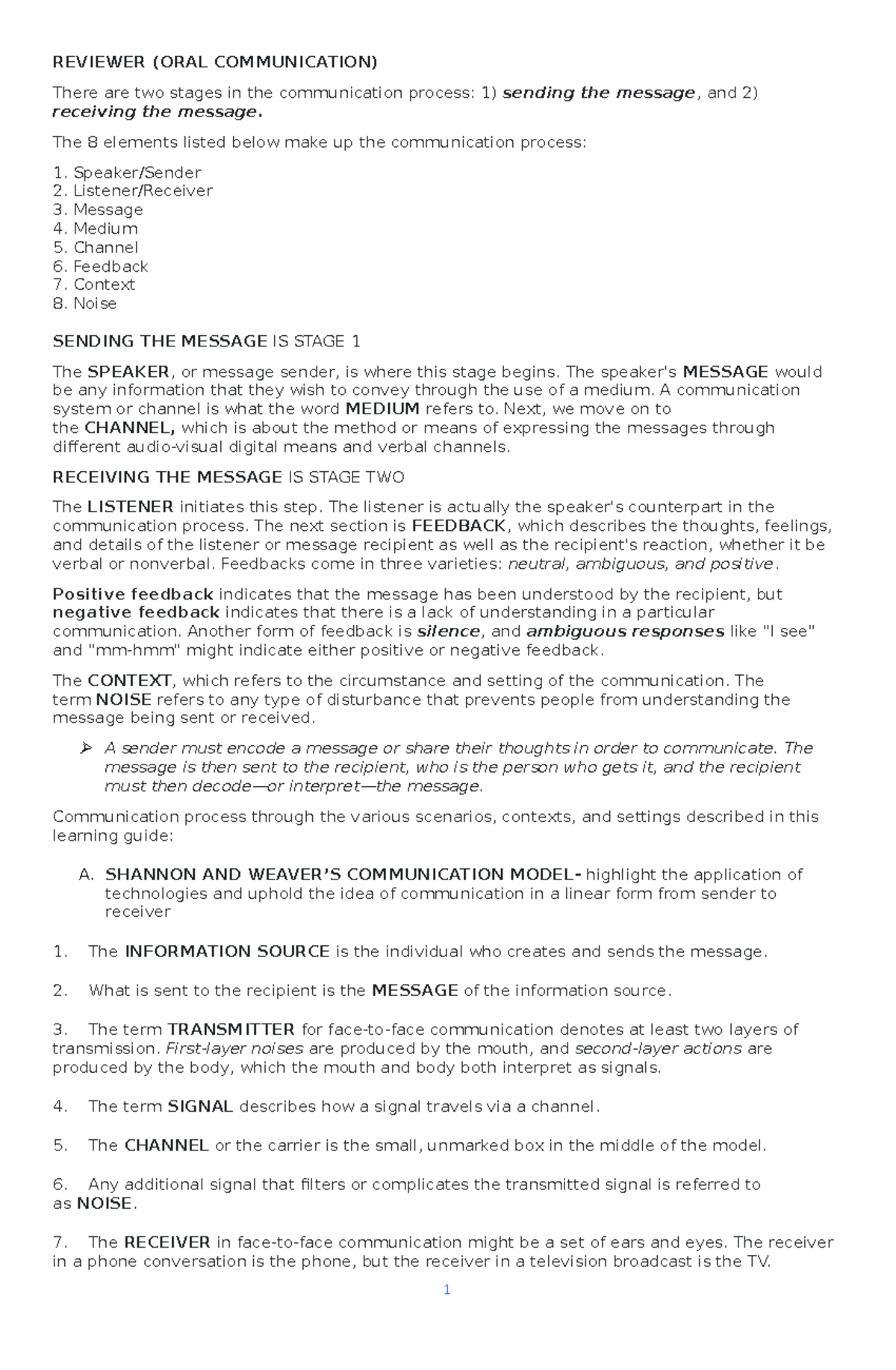 Reviewer (ORAL COM) - REVIEWER (ORAL COMMUNICATION) There are two ...