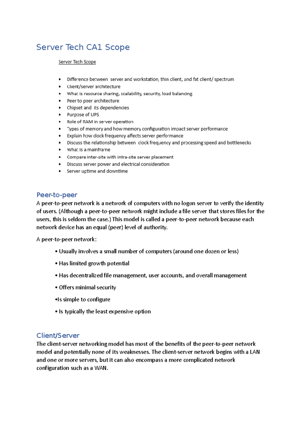 Server Tech CA1 Scope - Server Tech CA1 Scope Peer-to-peer A peer-to ...