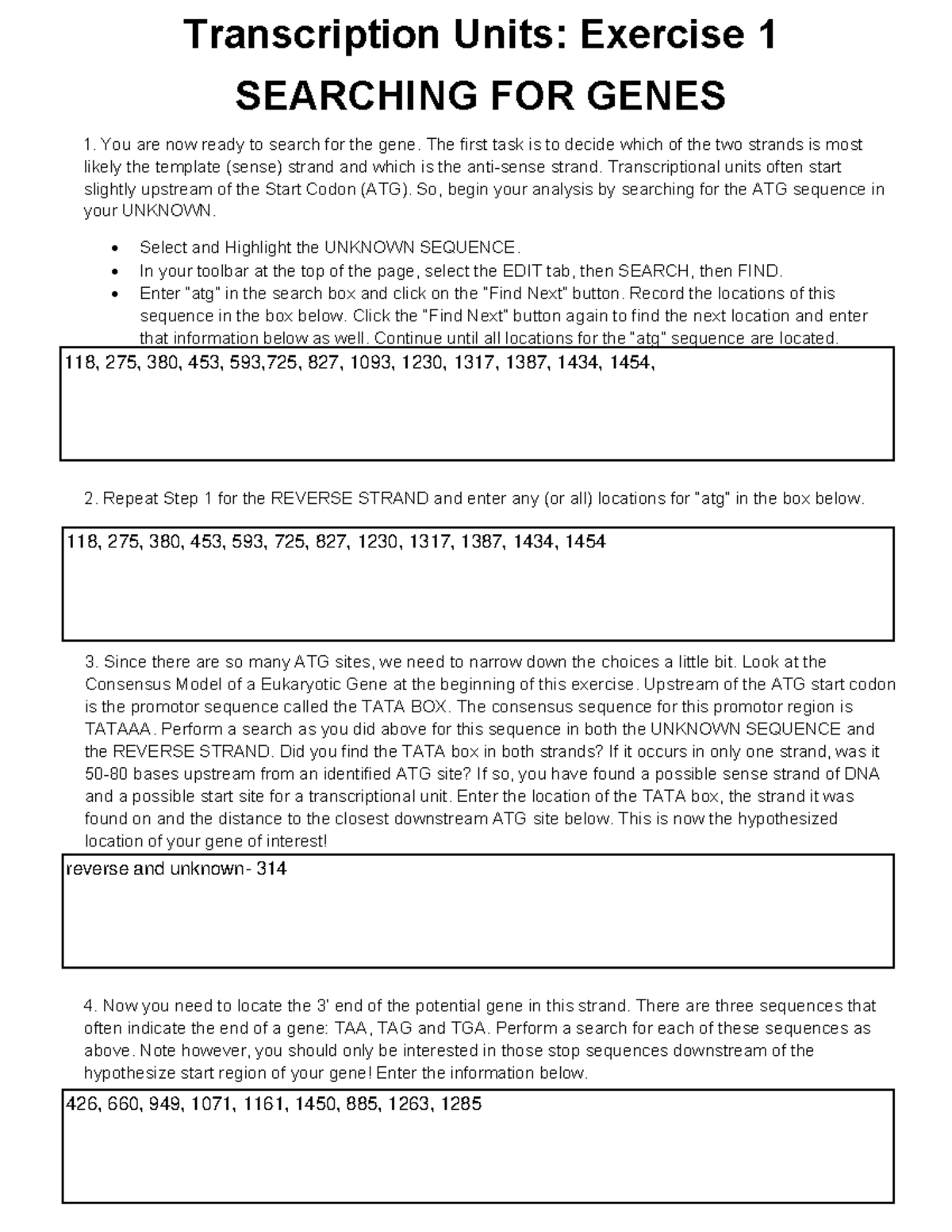 Transcriptional Units - Exercise 1 Questions - Transcription Units ...
