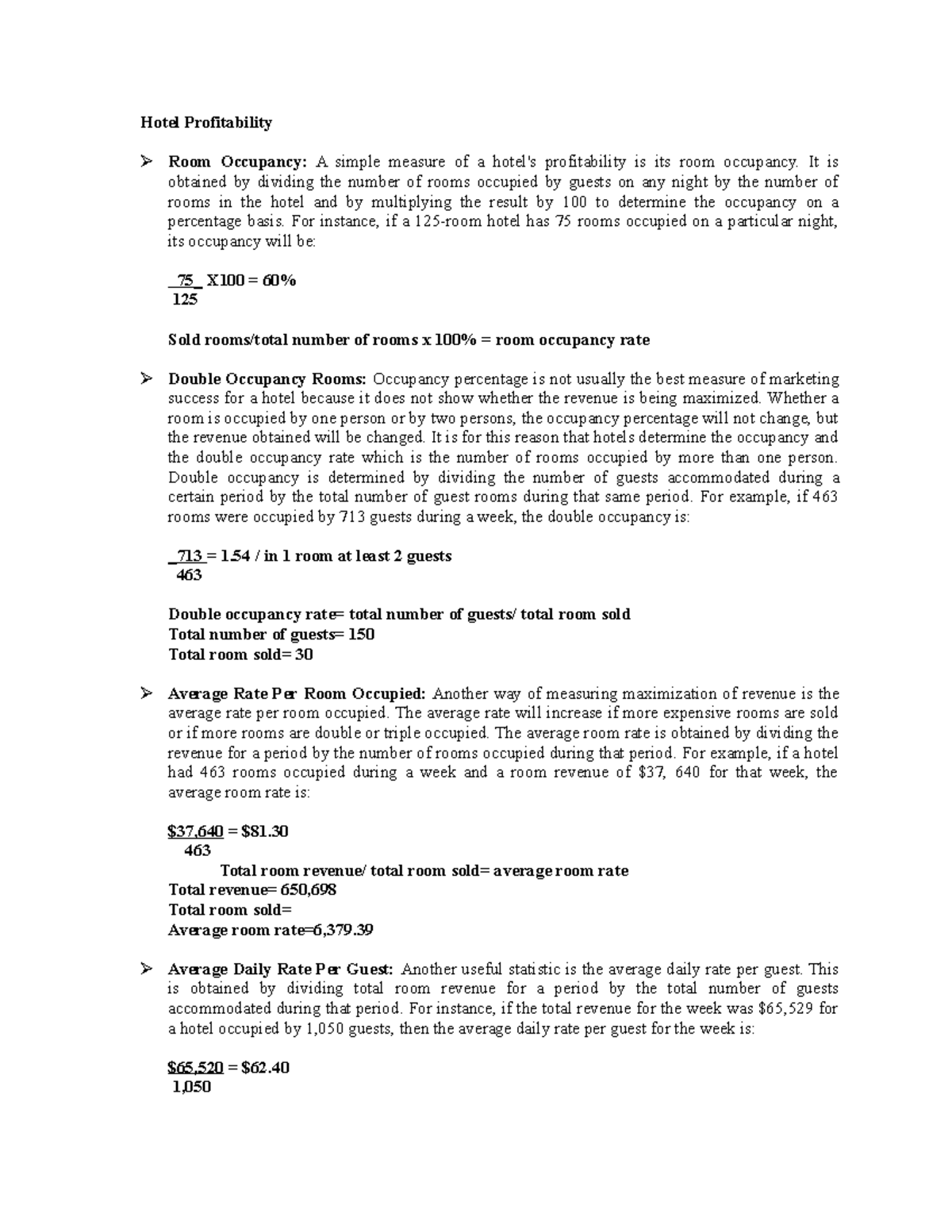 Hotel Profitability - jhfjfg jtgdhjdtg - Hotel Profitability Room ...