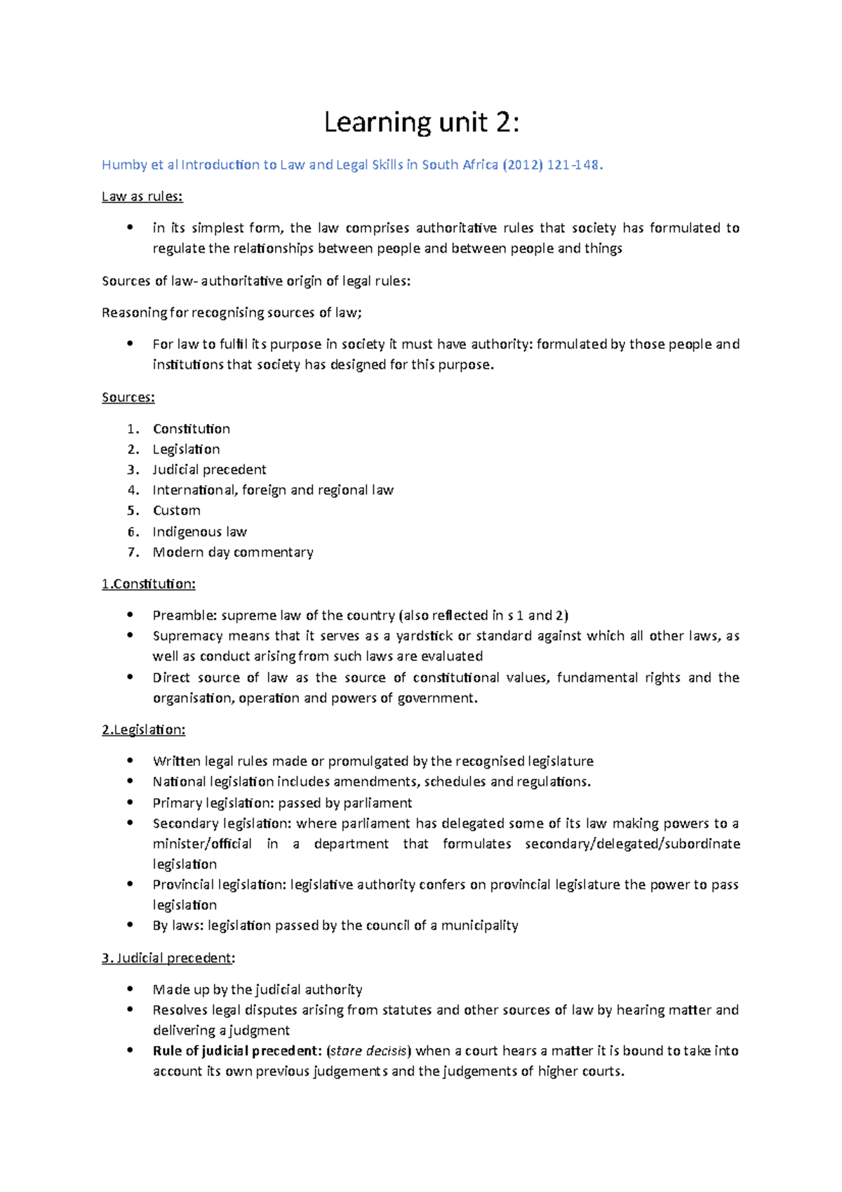 Delict unit 2 - Summary of lecture notes, cases and textbook ...