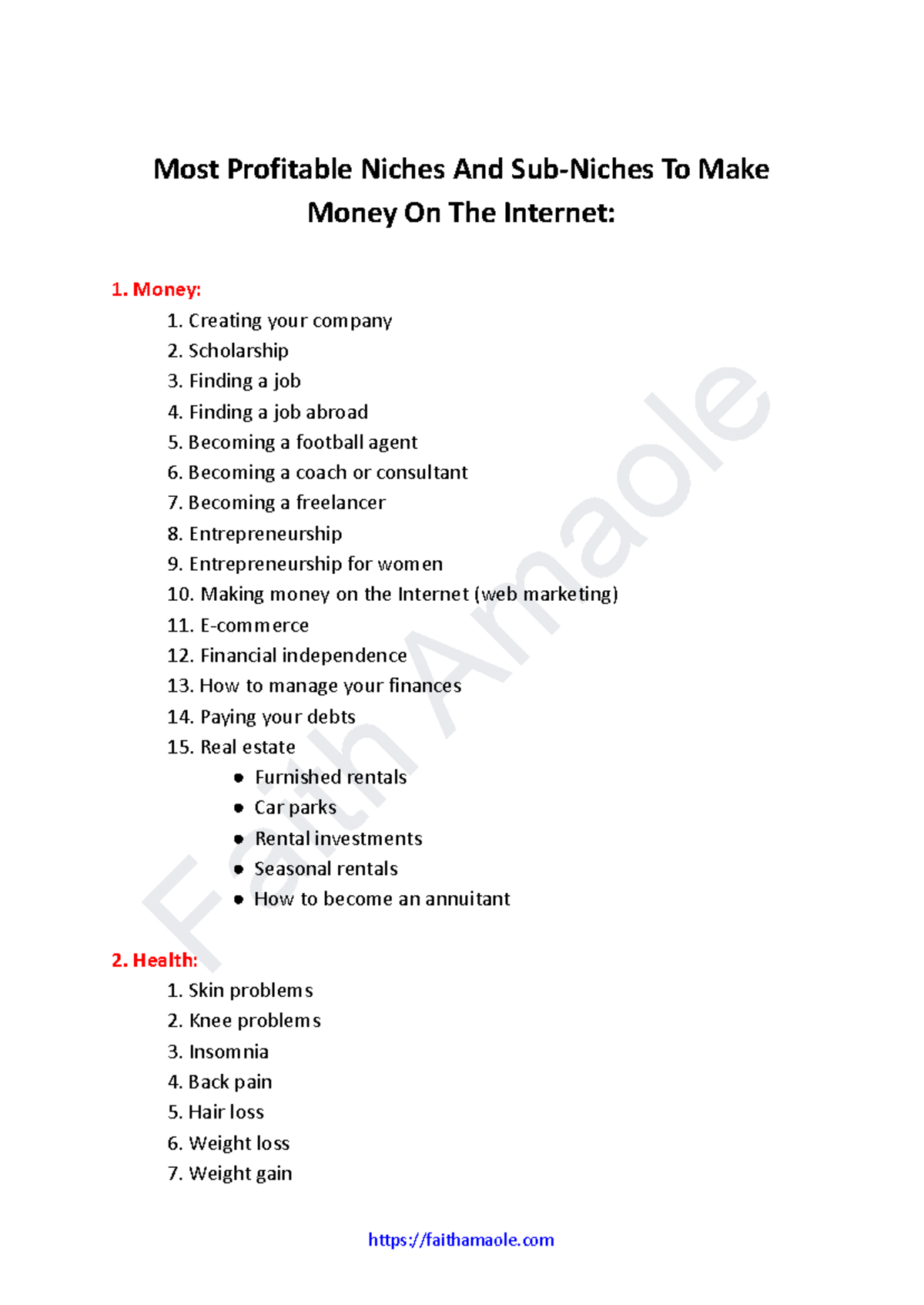 Profitable Niches on the Internet - Faith Amaole Most Profitable Niches ...