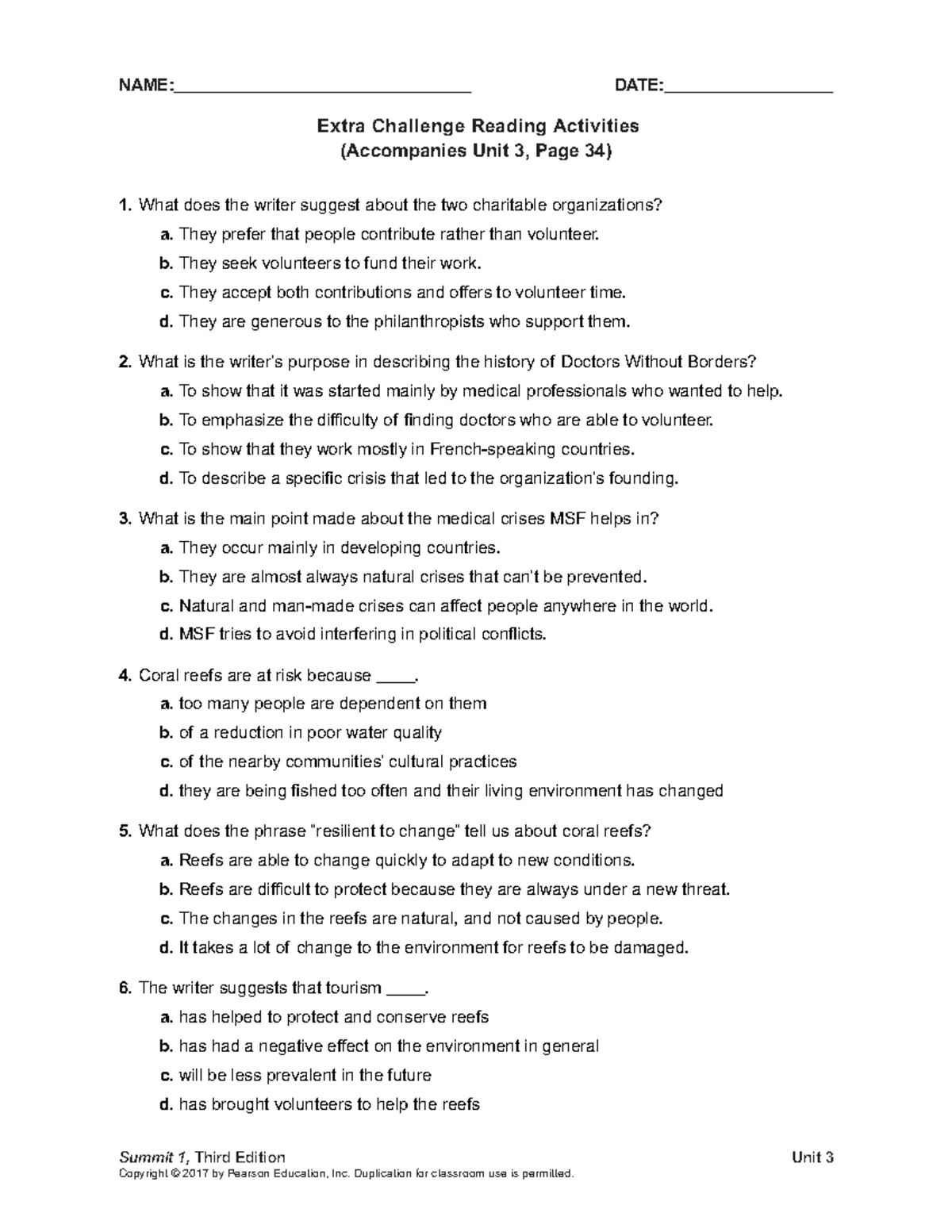 Reading UNit3 l4 - dwedw - Copyright © 2017 by Pearson Education, Inc ...