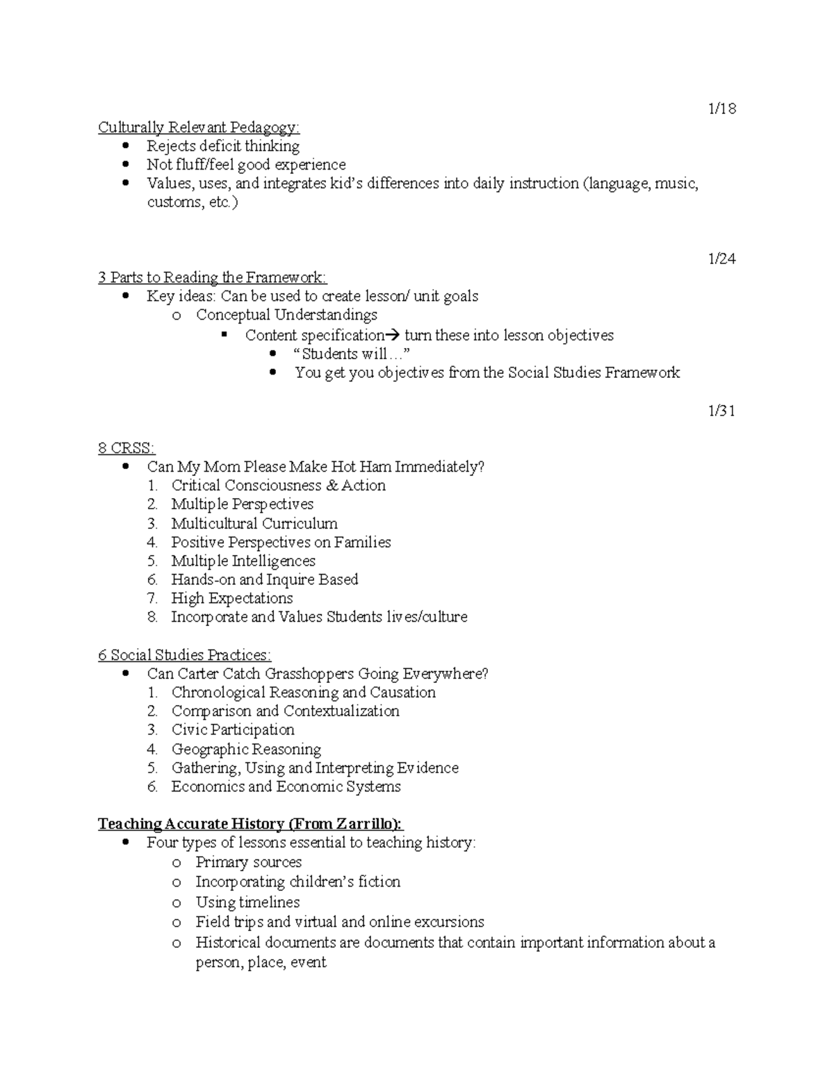 Social Studies Notes - 1/ Culturally Relevant Pedagogy: Rejects deficit ...