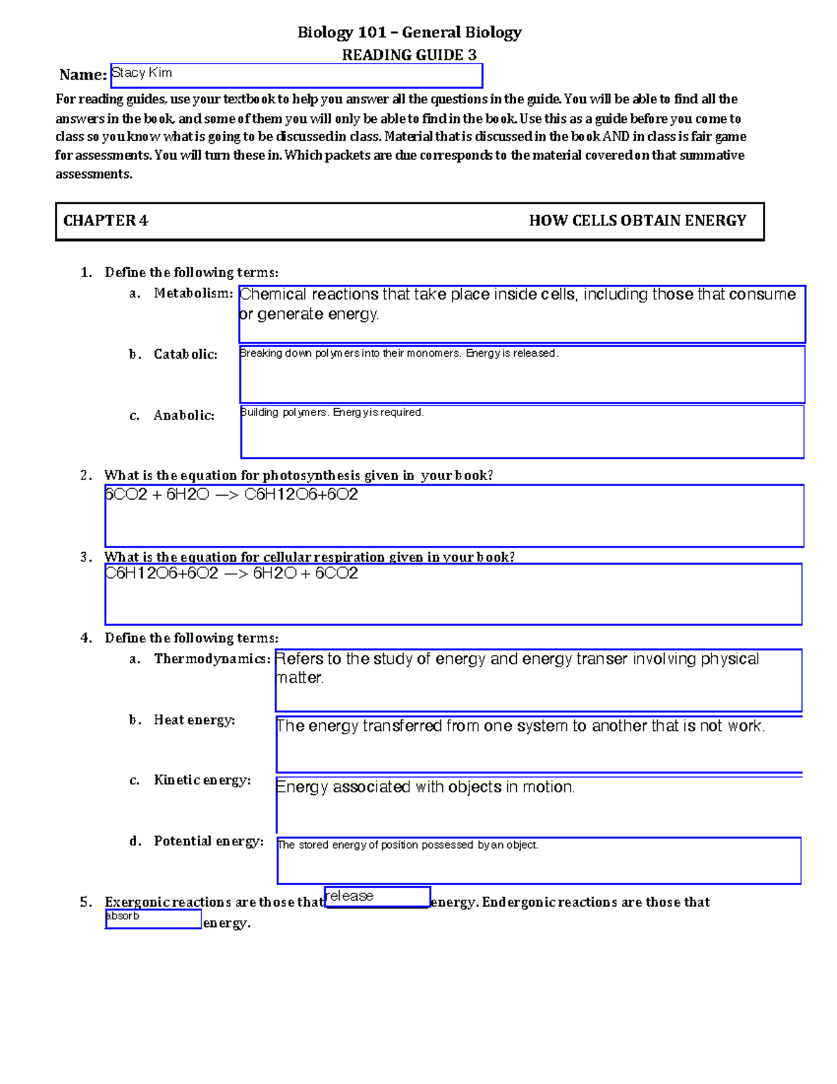 Reading Guide 03 s24 - Biology 101 – General Biology READING GUIDE 3 ...