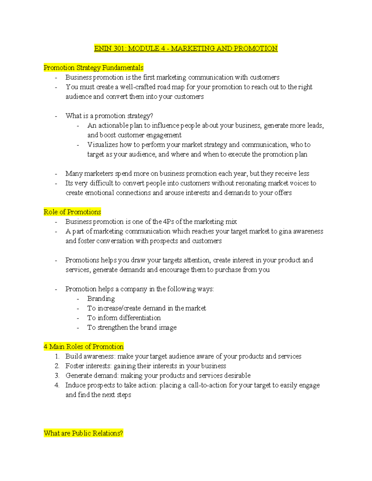 ENIN 301 Module 4 - Notes from in class lecture - ENIN 301: MODULE 4 ...