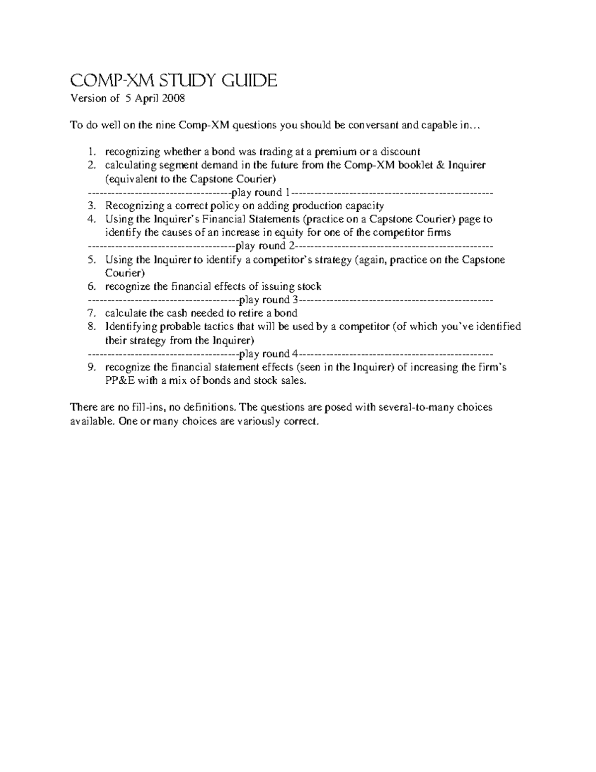 93913489 Comp XM Study Guide - Comp-XM study guide Version of 5 April ...