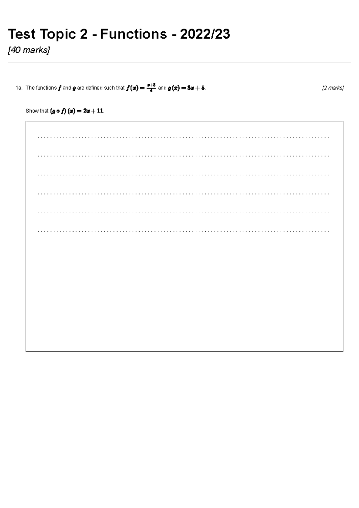 Test - DP1 - Topic 2 - Functions - 2022-23 - Test Topic 2 - Functions ...